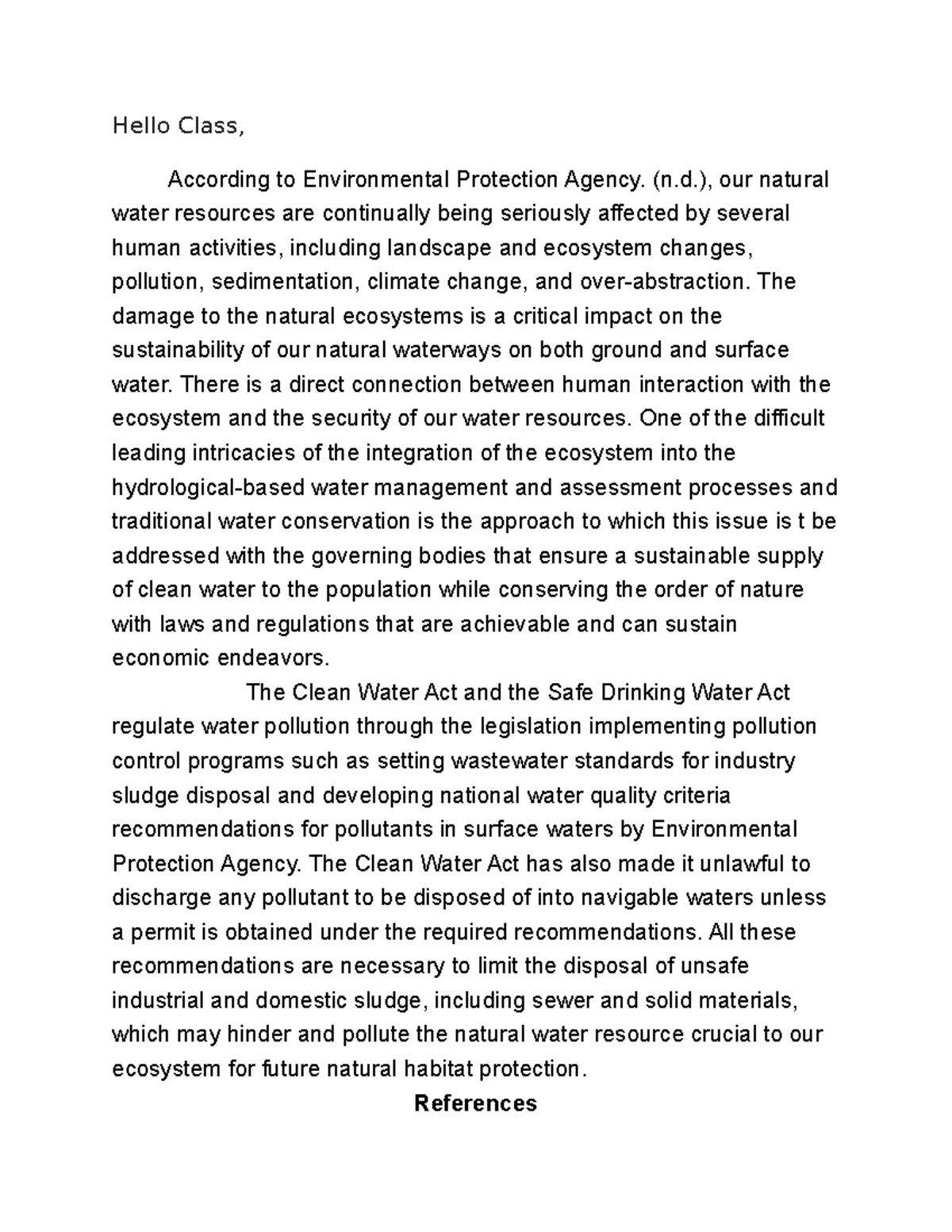 3-1 Discussion: Addressing Water Pollution & Shortage Policies - Studocu