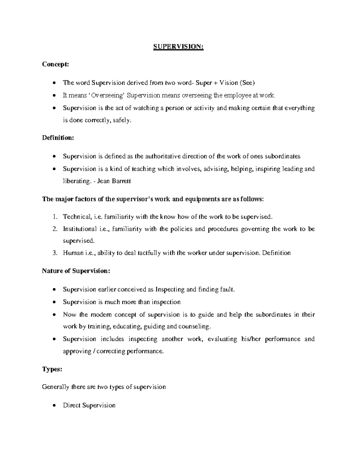 Unit 10 - Supervision: Understanding Concepts, Types, and Techniques ...