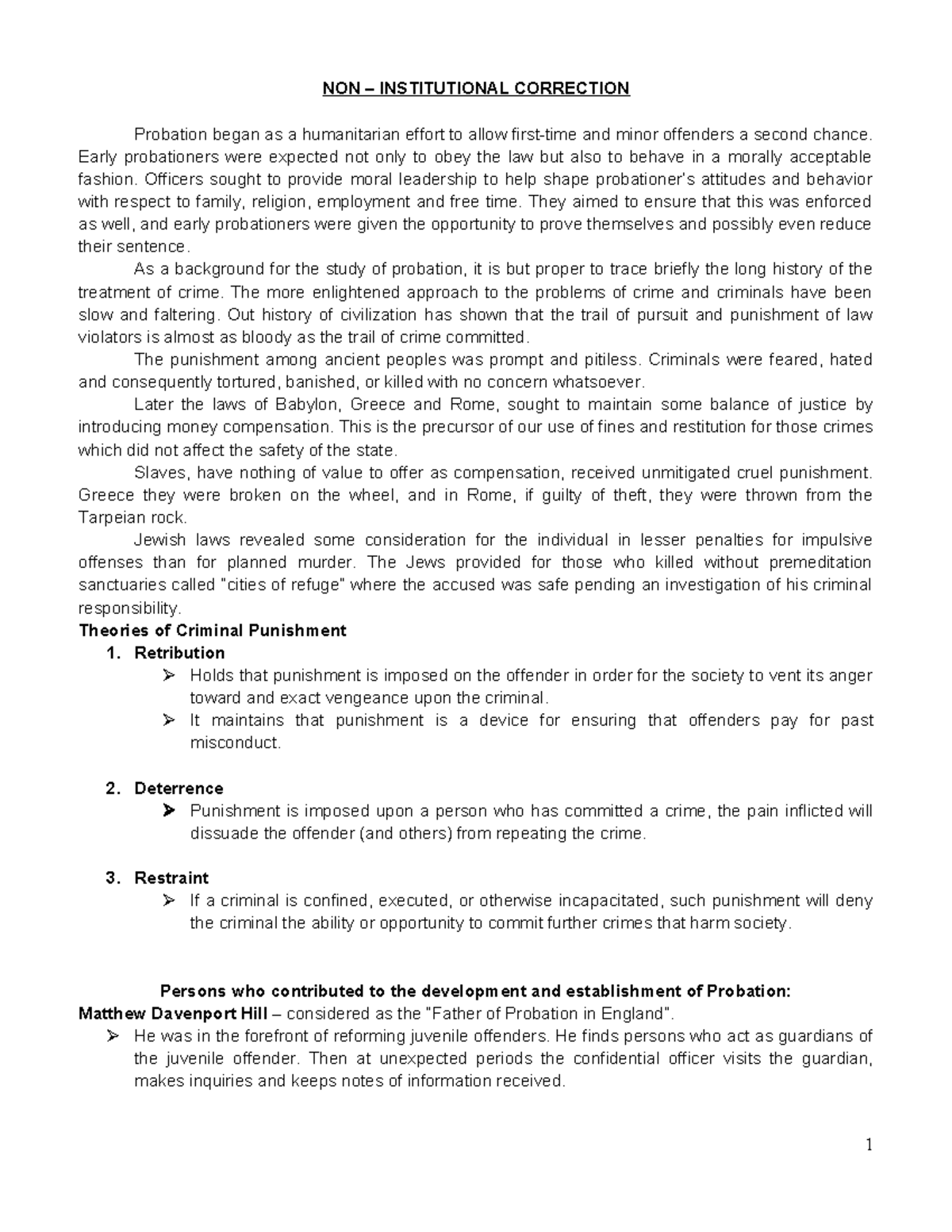 CA 2 Non-Institutional Correction: A Historical Overview of Probation ...