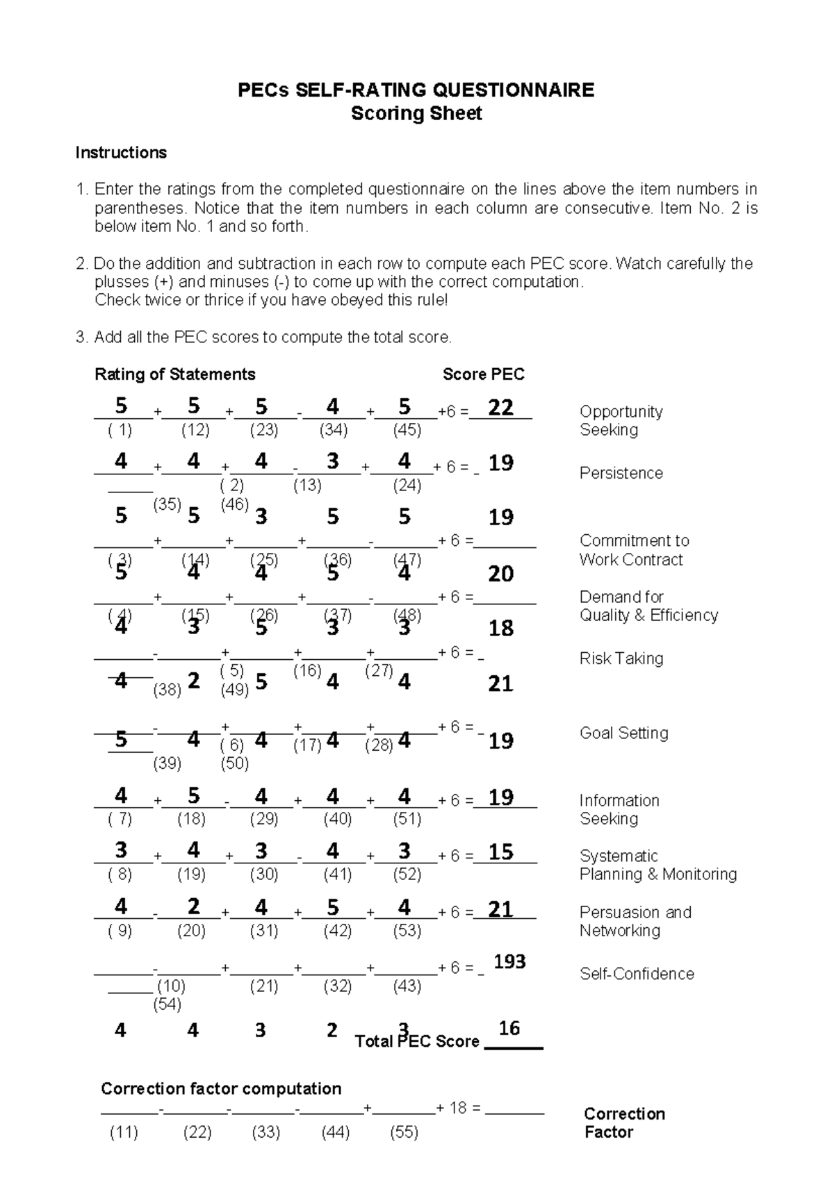 PECS Scoring Sheet Instructions and Guidelines - Studocu