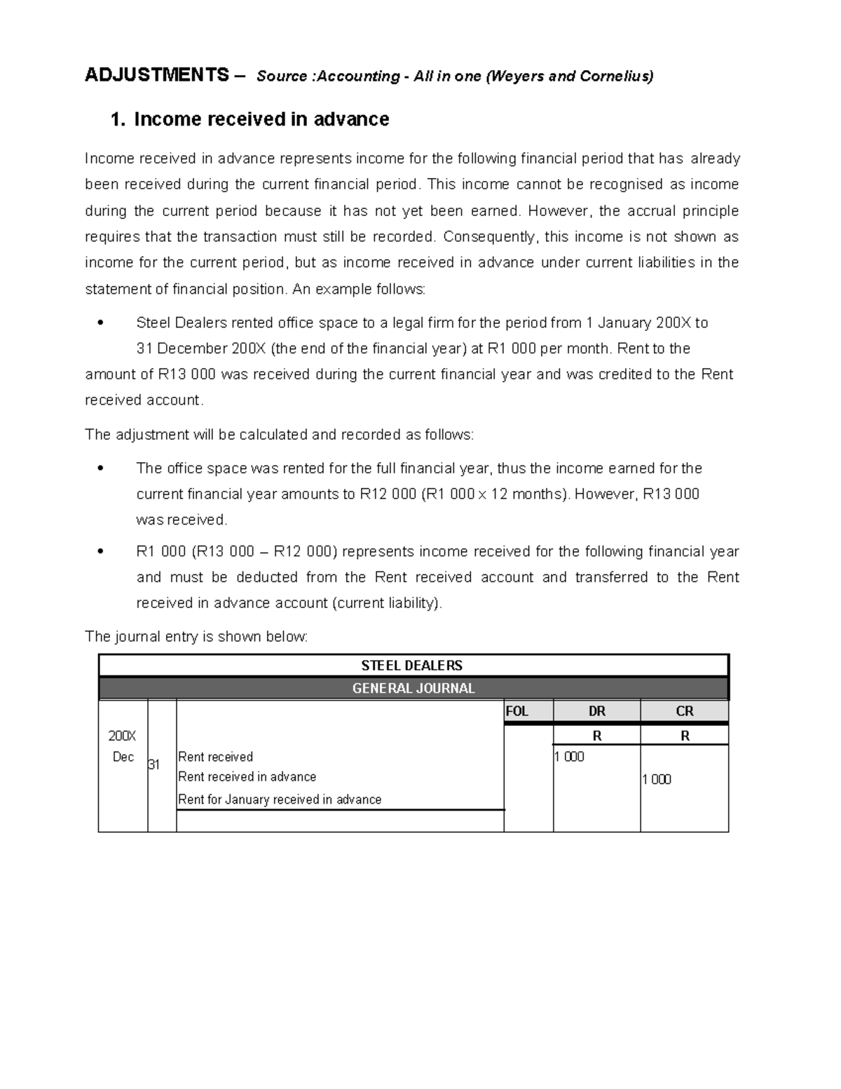 Adjustments in Accounting: Income Received in Advance & Accrued ...