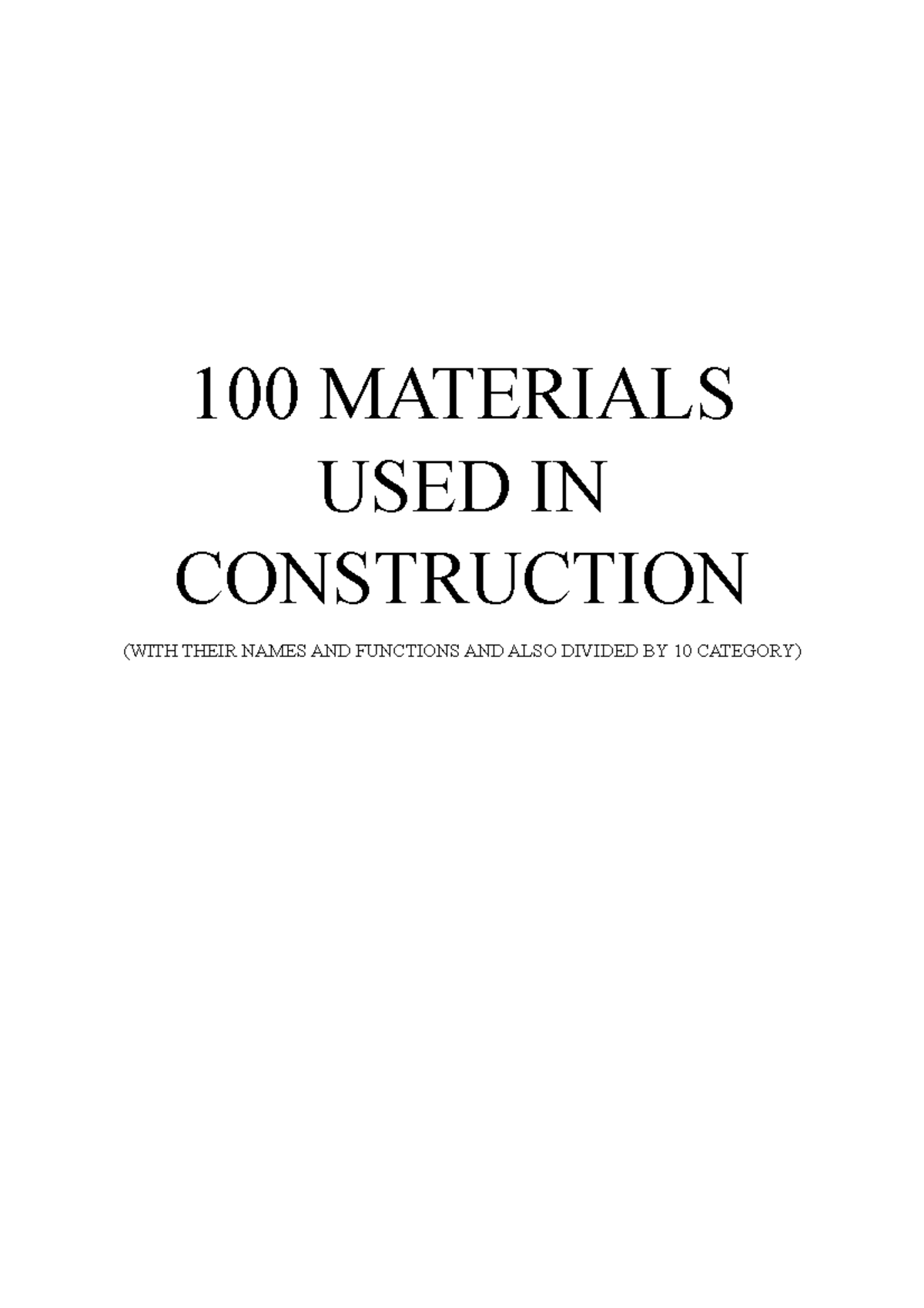 Construction Materials: Types, Names, Functions & Categories - Studocu
