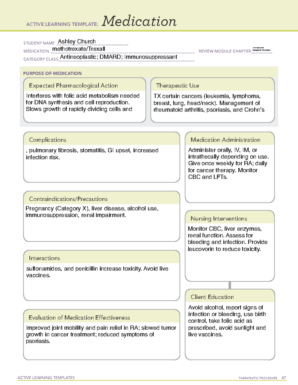 ACTIVE LEARNING TEMPLATE: Drug Card for Immunosuppressants (Final ...