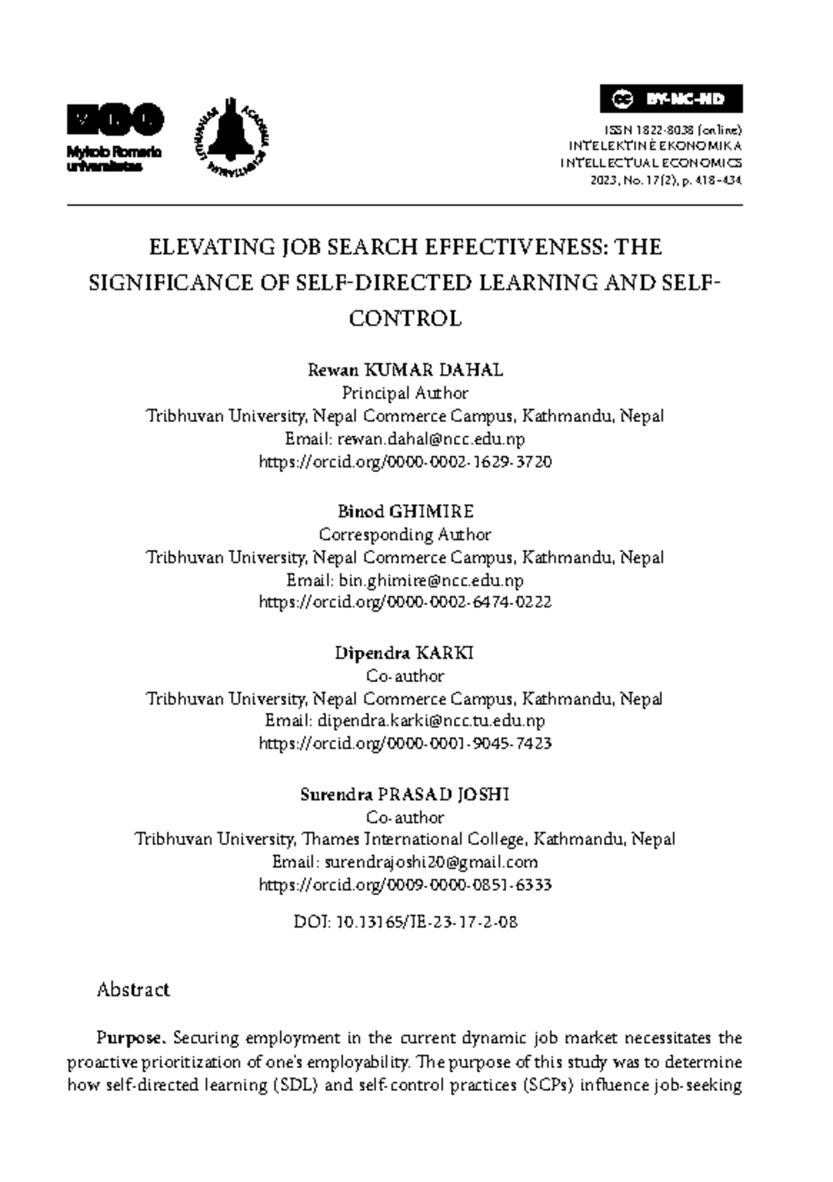 Elevating Job Search Effectiveness: SDL and SCPs Impact on JSB in IE ...