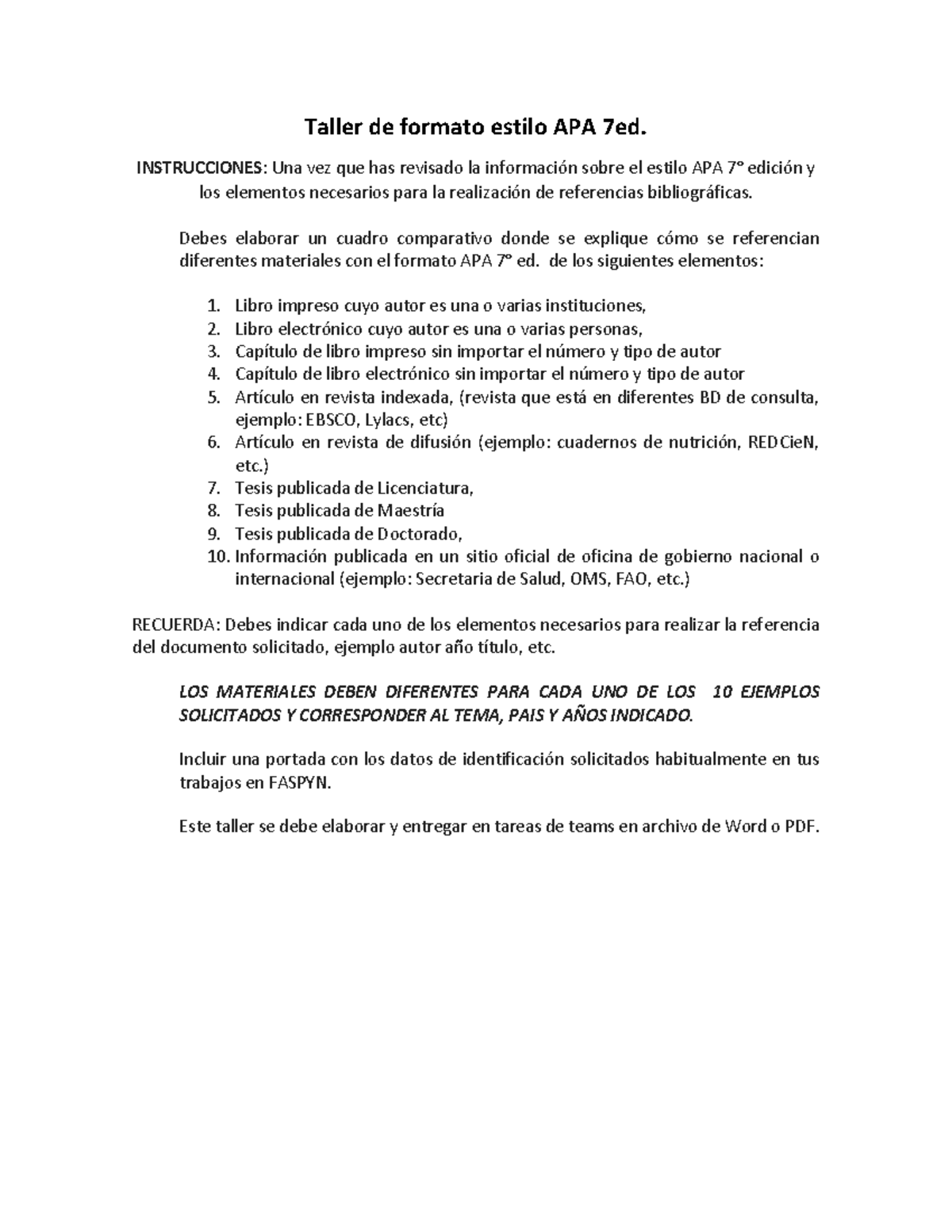 Taller de Formato APA 7ed: Ejemplos y Comparativa de Referencias - Studocu