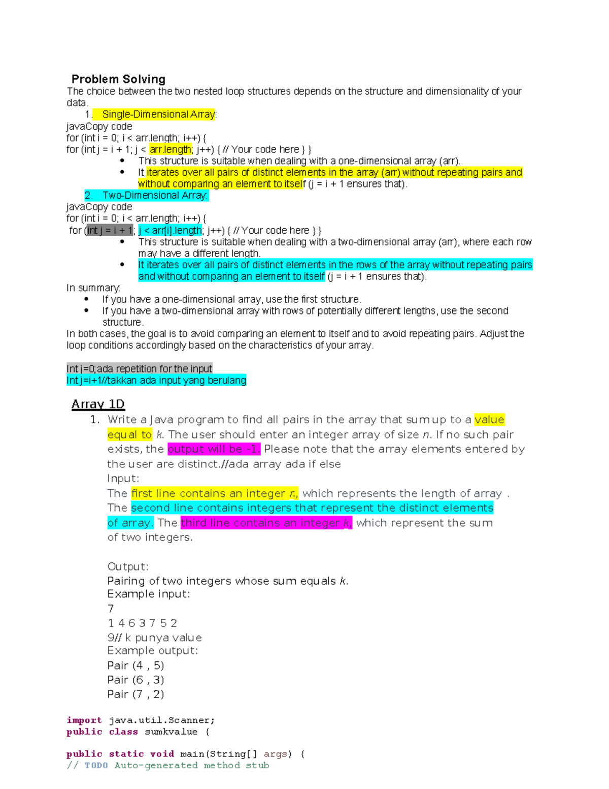 Array & Method Questions Guru Muda (1) (1) - Problem Solving The choice ...