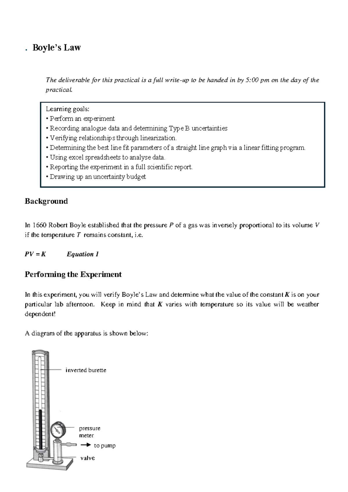 Boyle's Law Lab Experiment - Practical Report Submission - Studocu