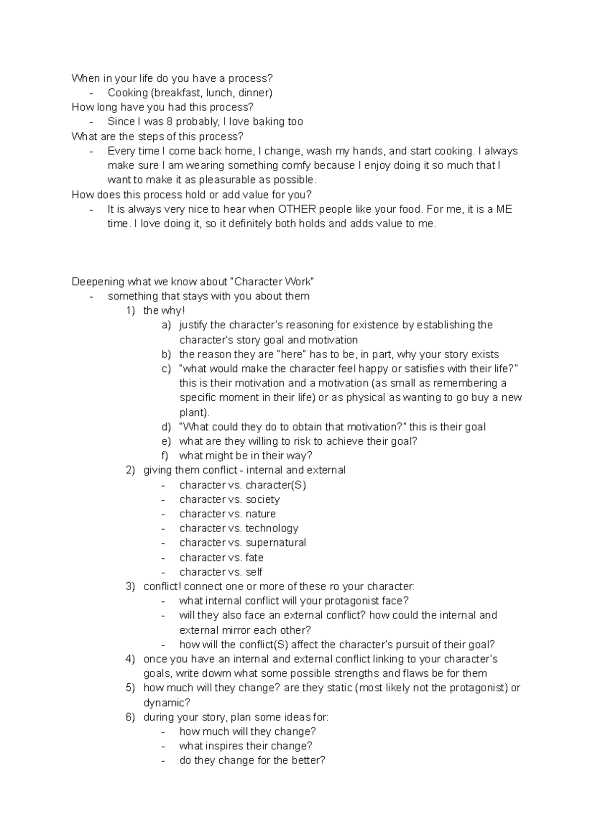 CRWR 200 Intro - Character Development and Writing Techniques Notes ...