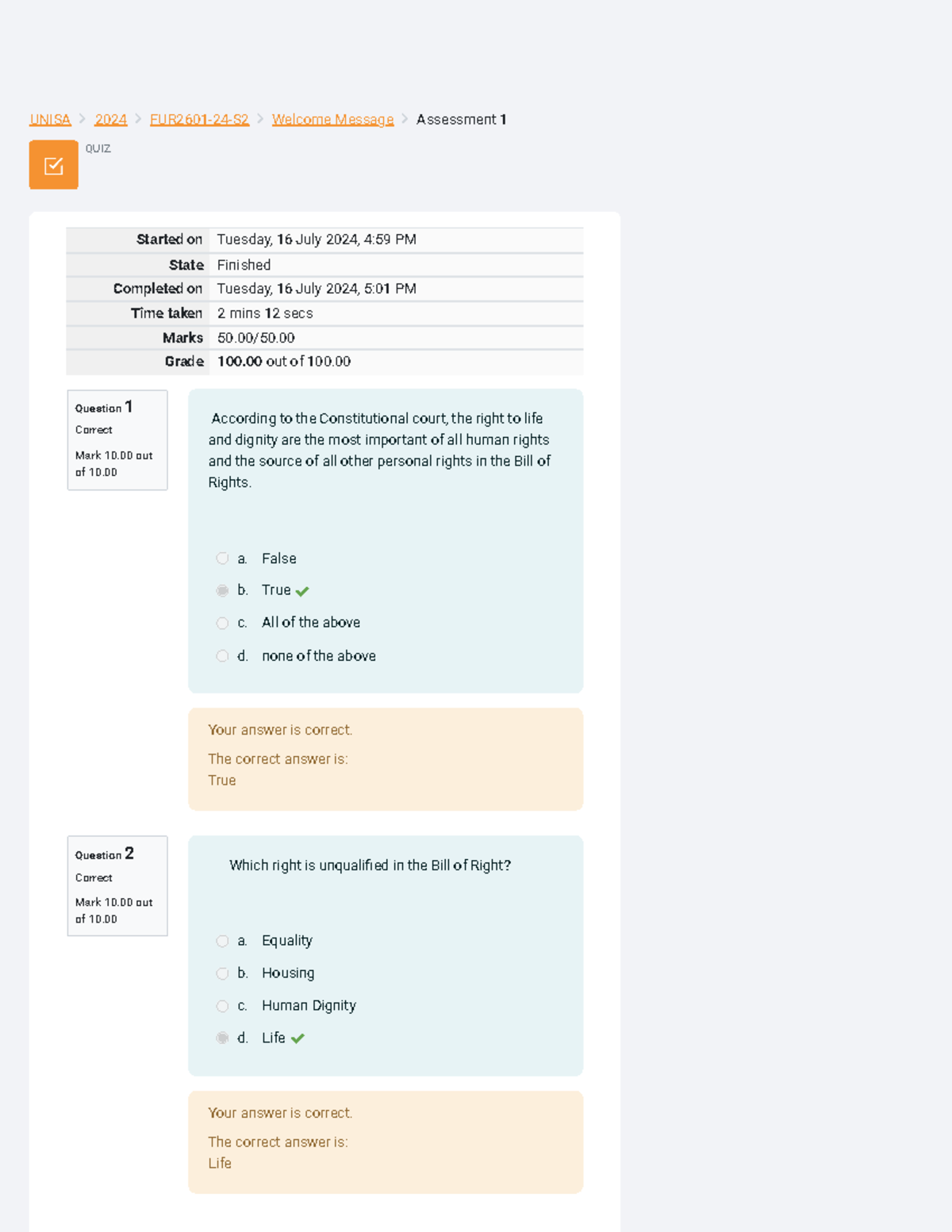 FUR2601 Quiz Review: Assessment 1 Semester 2 Overview - Studocu