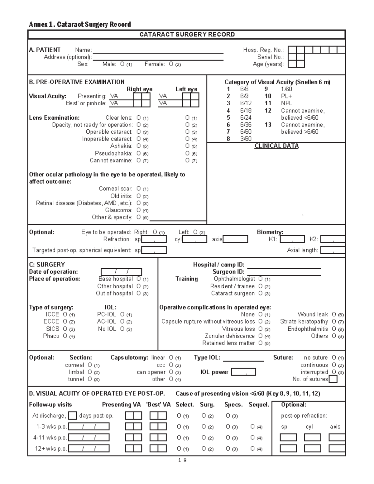 MCSOv 2.4 Manual 1 - Cataract Surgery Record Template - Studocu