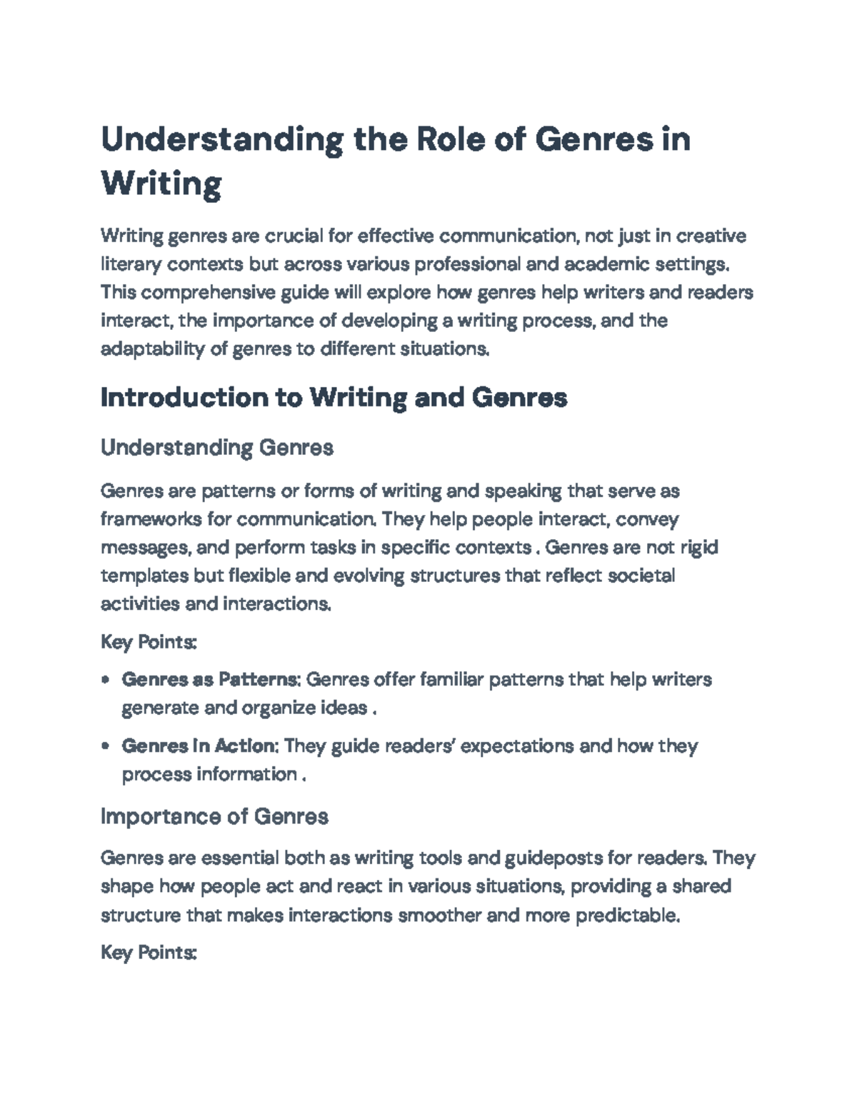 Understanding Genres in Writing: A Comprehensive Guide (ENG101 ...