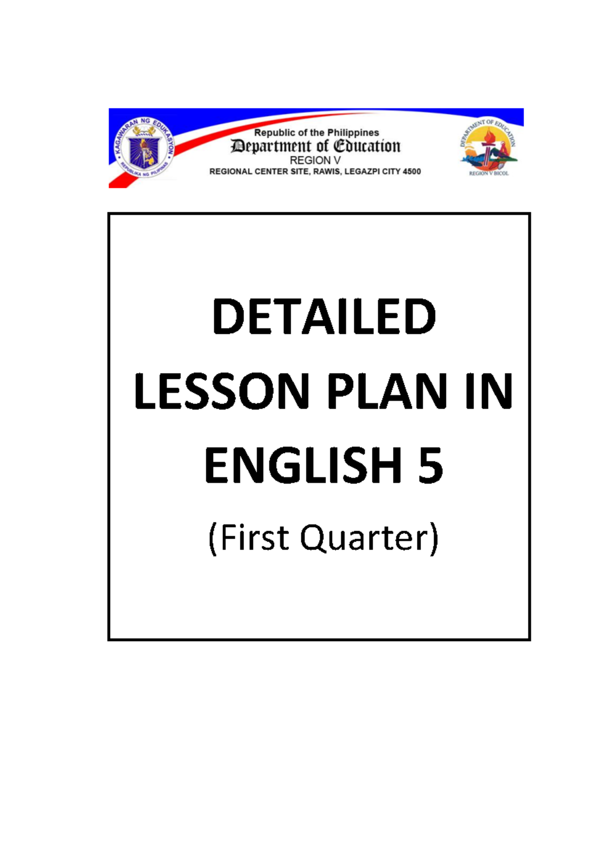 DLP ENGLISH 5 - Comprehensive Lesson Plan for Quarter 1 - Studocu
