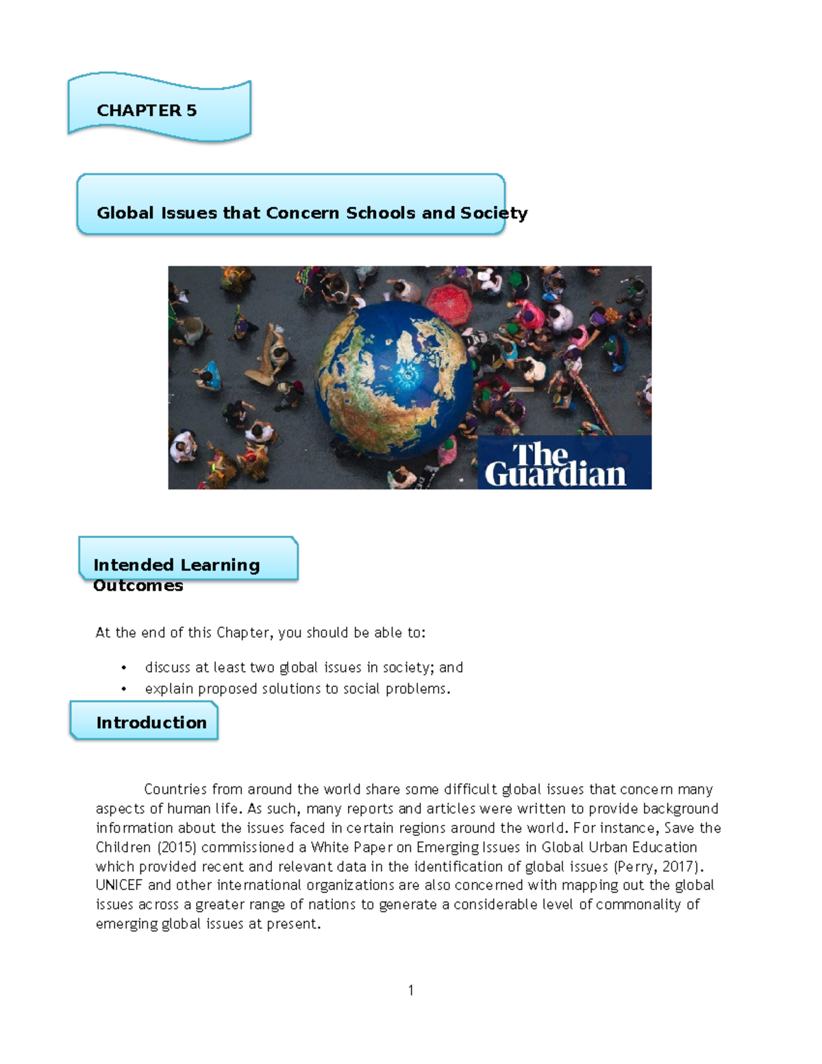 EDUC 3 - Chapter 5 - Global Issues in Society and Education Notes - Studocu