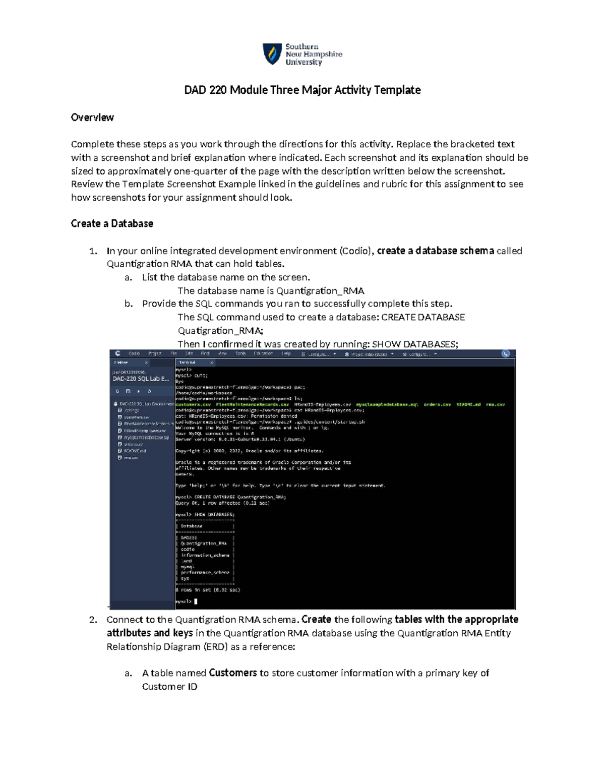 DAD 220 Module 3 Major Activity: Database Creation & View Setup - Studocu