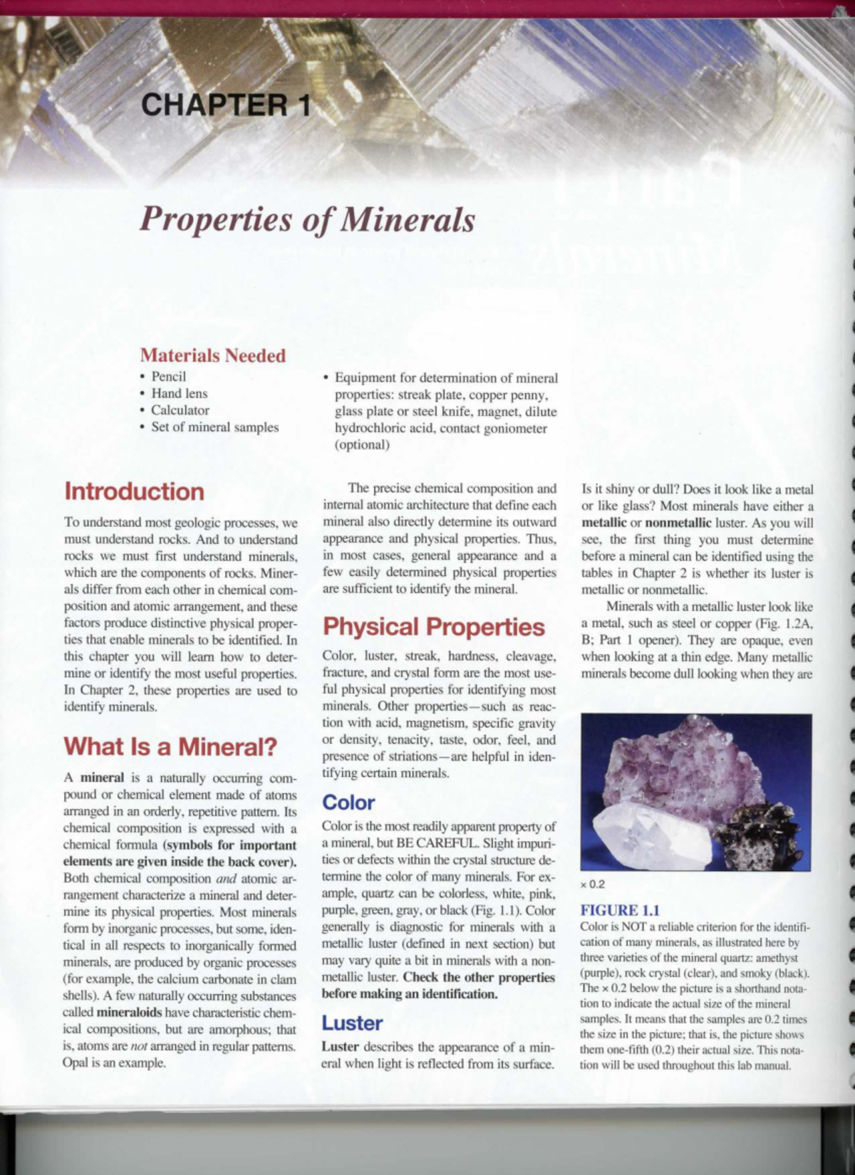 CHAPTER 1: Properties of Minerals - Understanding Identification ...
