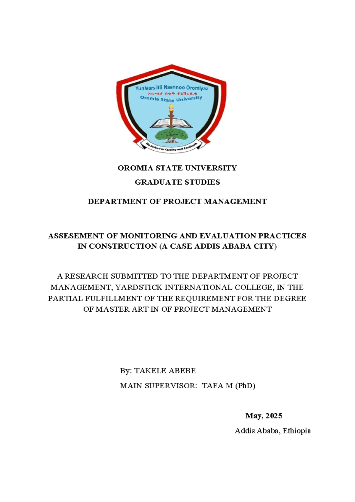 Assessment of Monitoring and Evaluation Practices in Construction: A ...