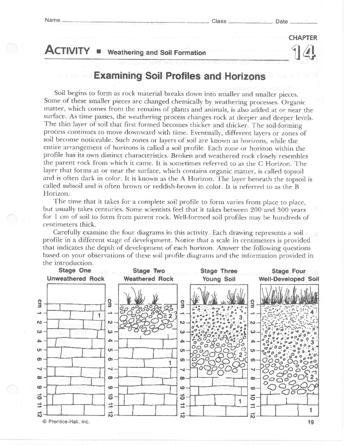 Examining Soil Profiles Worksheet - Name Class Date CHAPTER ACTIVITY ...