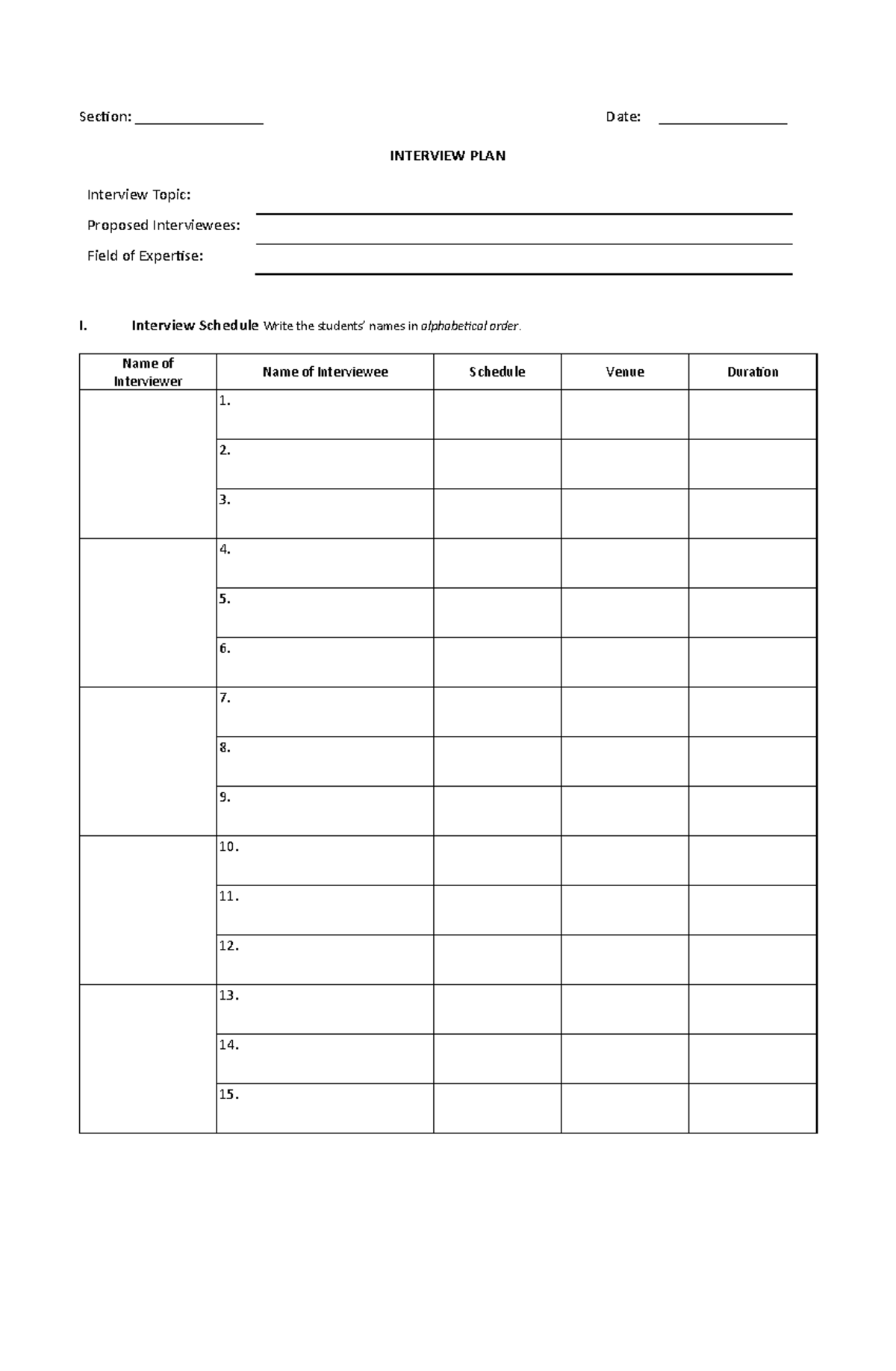 Interview-Plan-New-Template-2024 - Civil engineering - Section ...