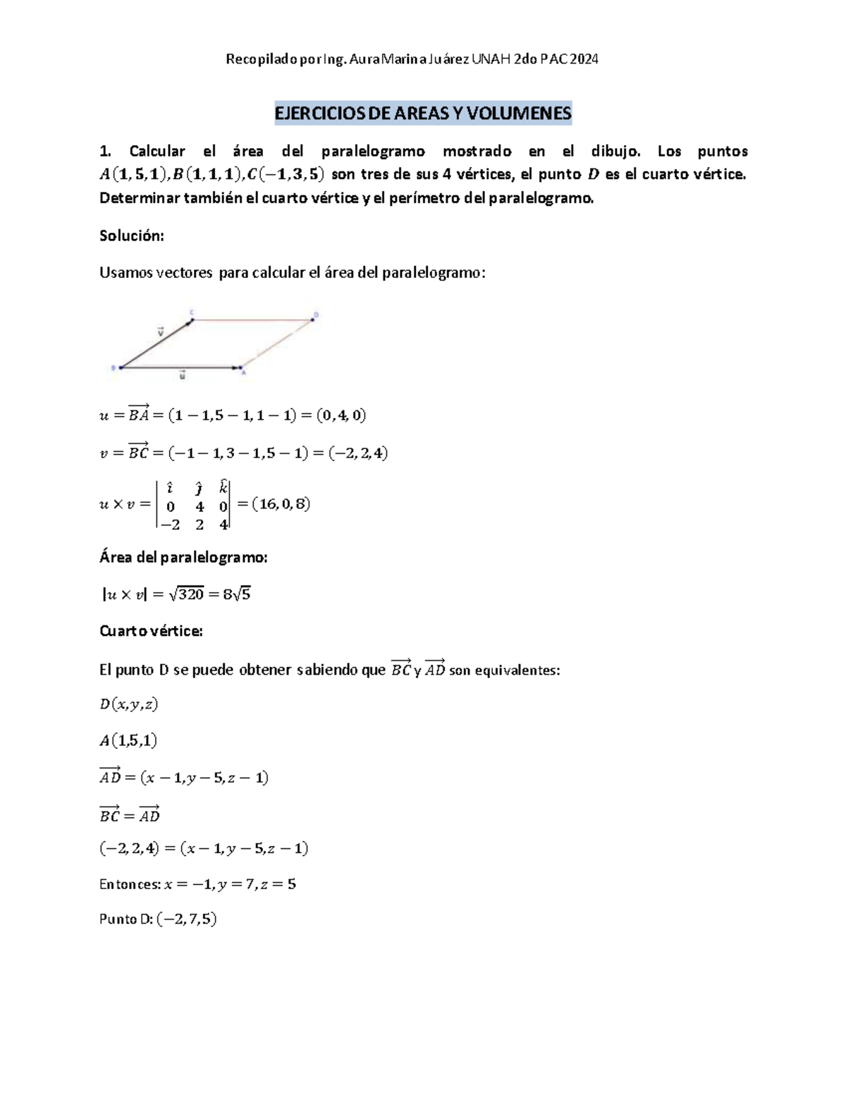 Ejercicios Resueltos de Áreas y Volúmenes con Vectores - Curso XYZ ...
