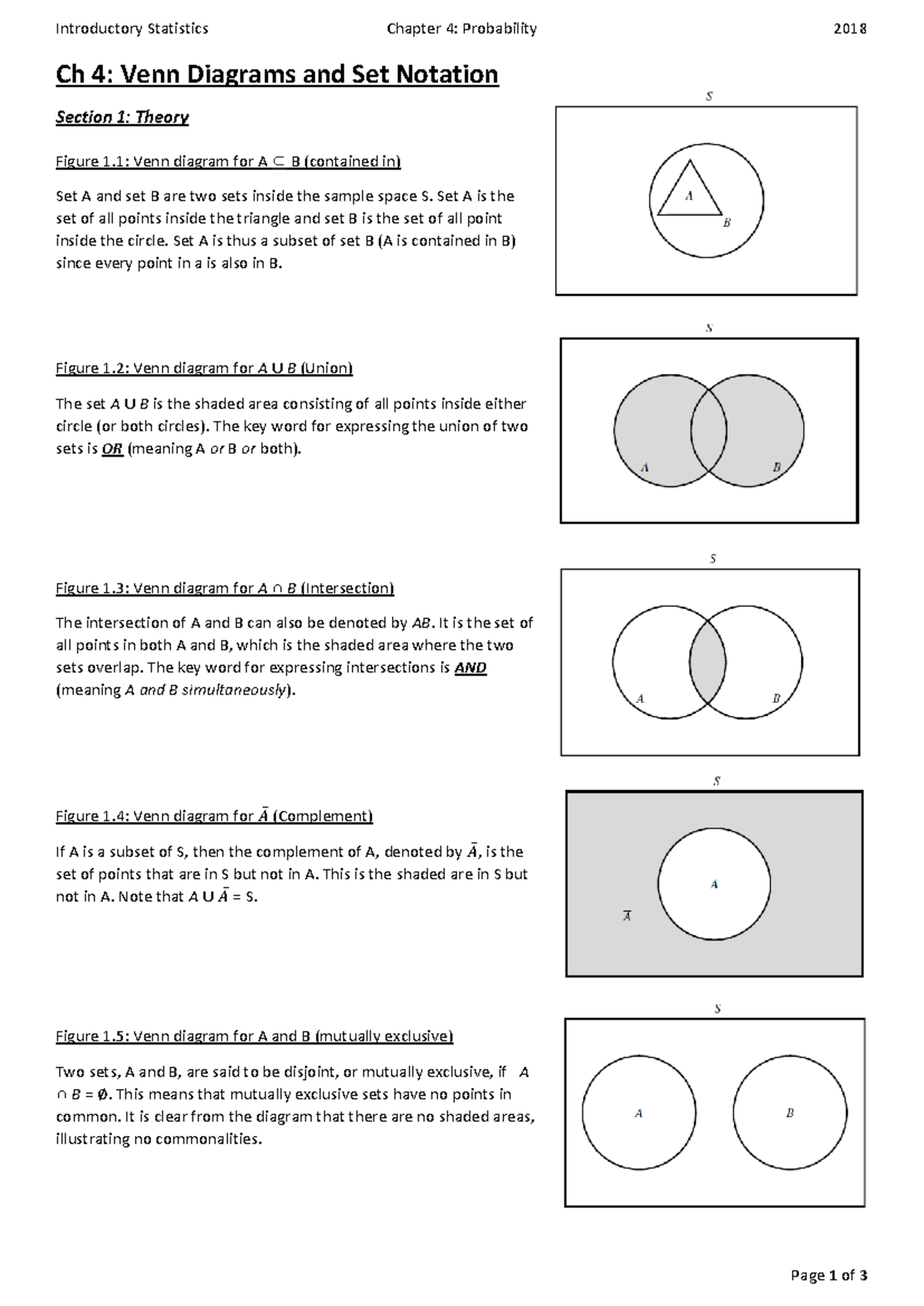 BUS132 Ch4: Venn Diagrams & Set Notation in Probability - Studocu