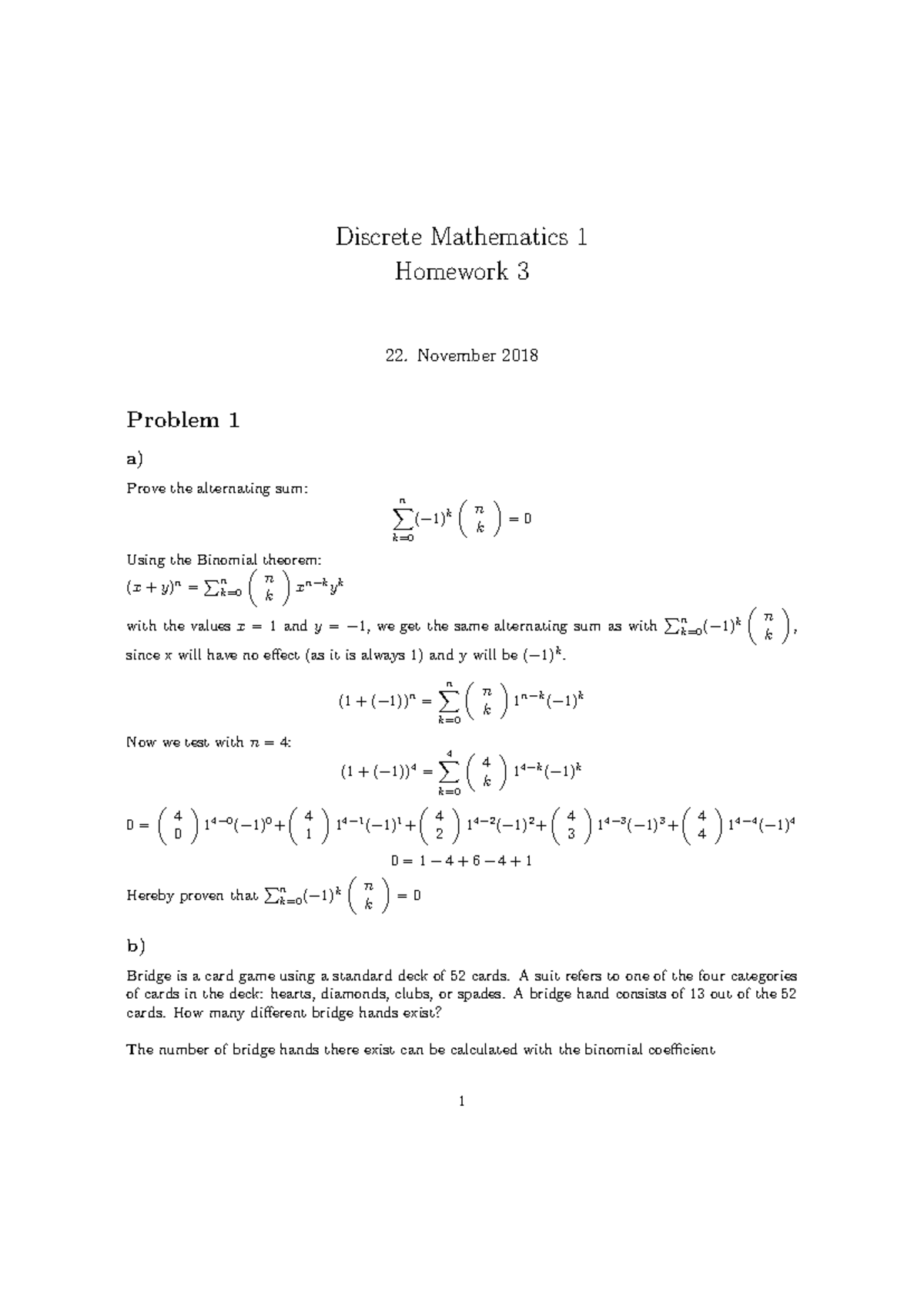 Discrete Mathematics 1 Assignment 3 - Discrete Mathematics 1 Homework 3 ...