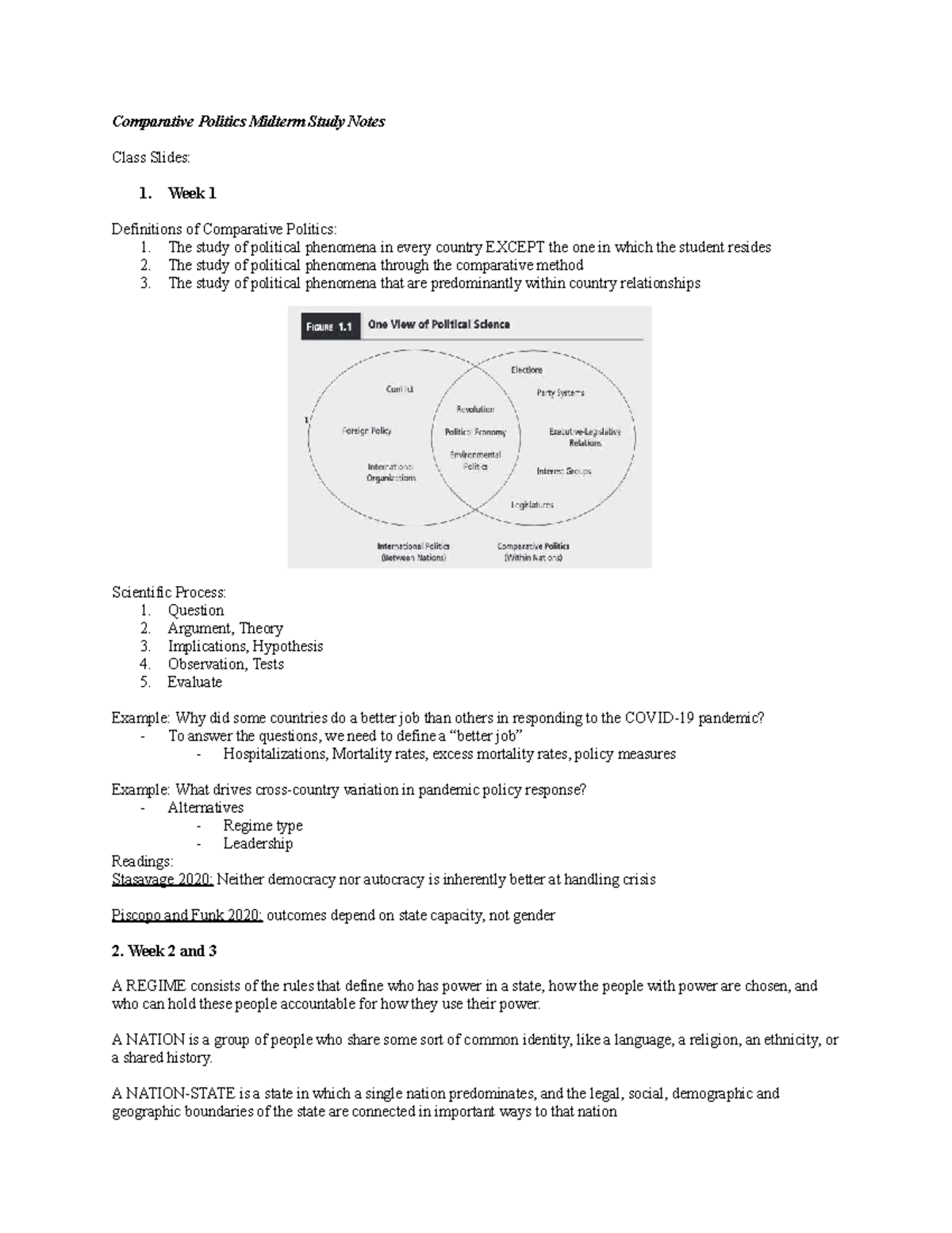 Comparative Politics: Key Concepts & Midterm Study Notes (POL 101 ...