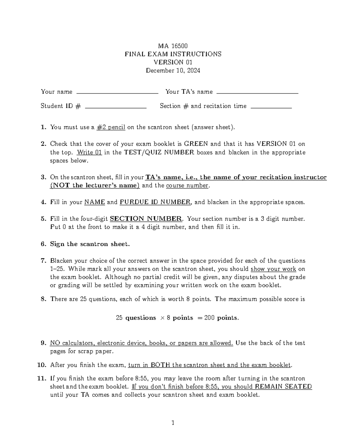 MA 16500 FINAL EXAM INSTRUCTIONS - VERSION 01 - Studocu