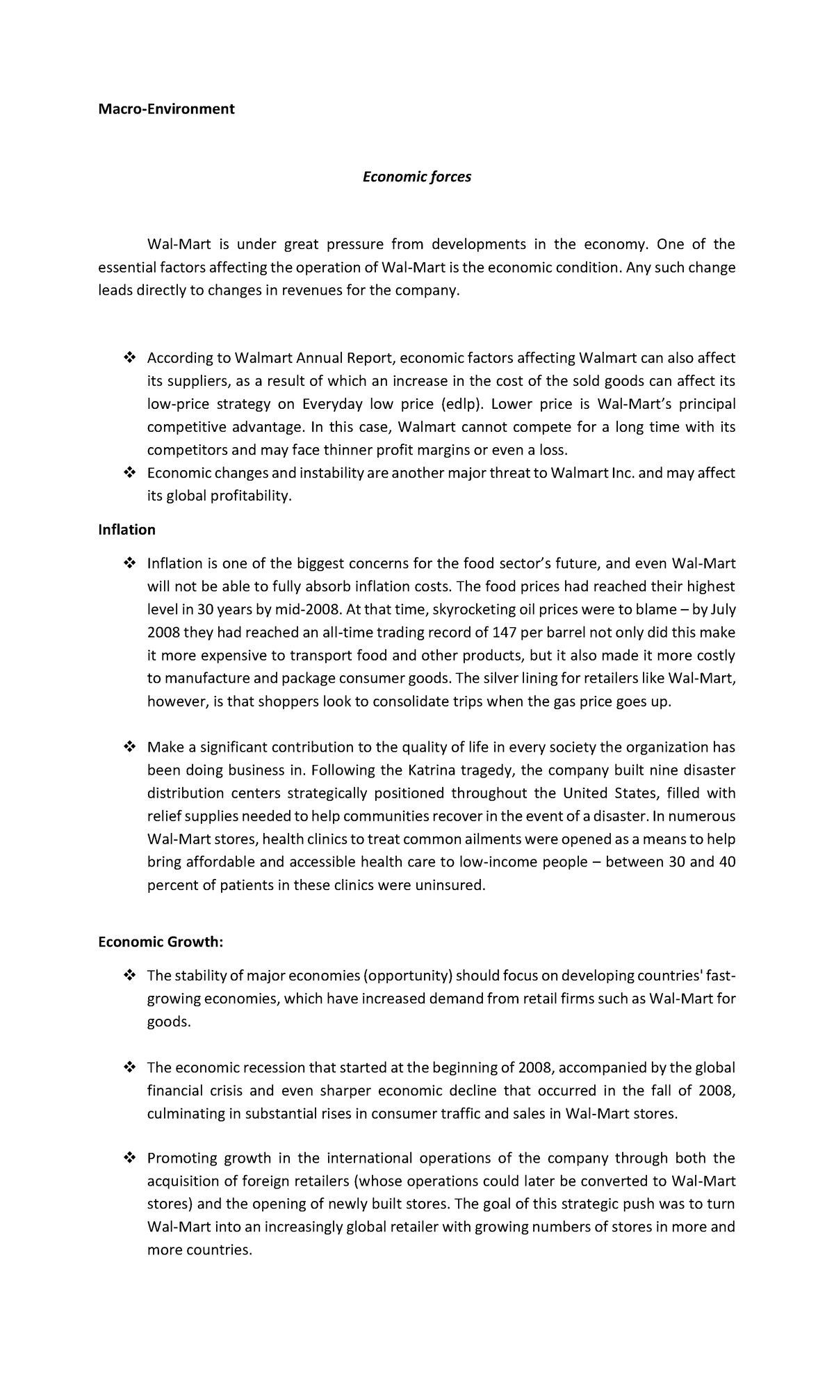 Pestle Analysis of Walmart - Macro-Environment Economic forces Wal-Mart ...