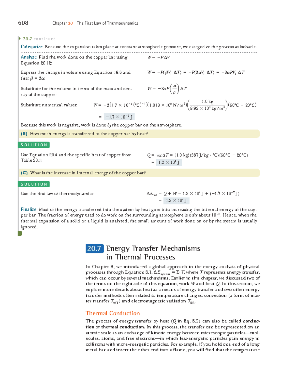 608 Chapter 20: The First Law of Thermodynamics - Heat Transfer ...