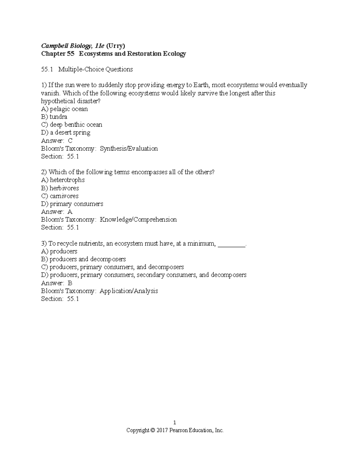 Chapter 55 - Ecosystems & Restoration Ecology - Bio 111-112 Test Prep ...