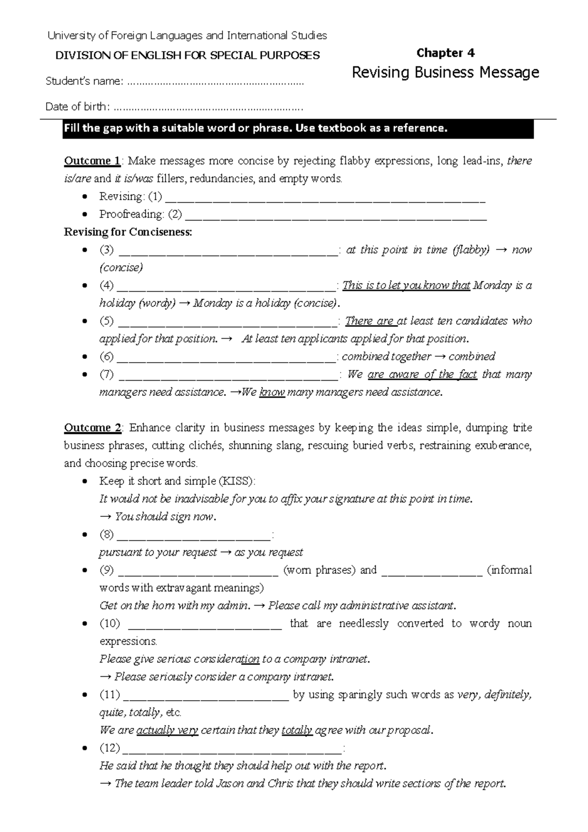 Chapter 4 Lecture Notes: Revising Business Messages - Studocu