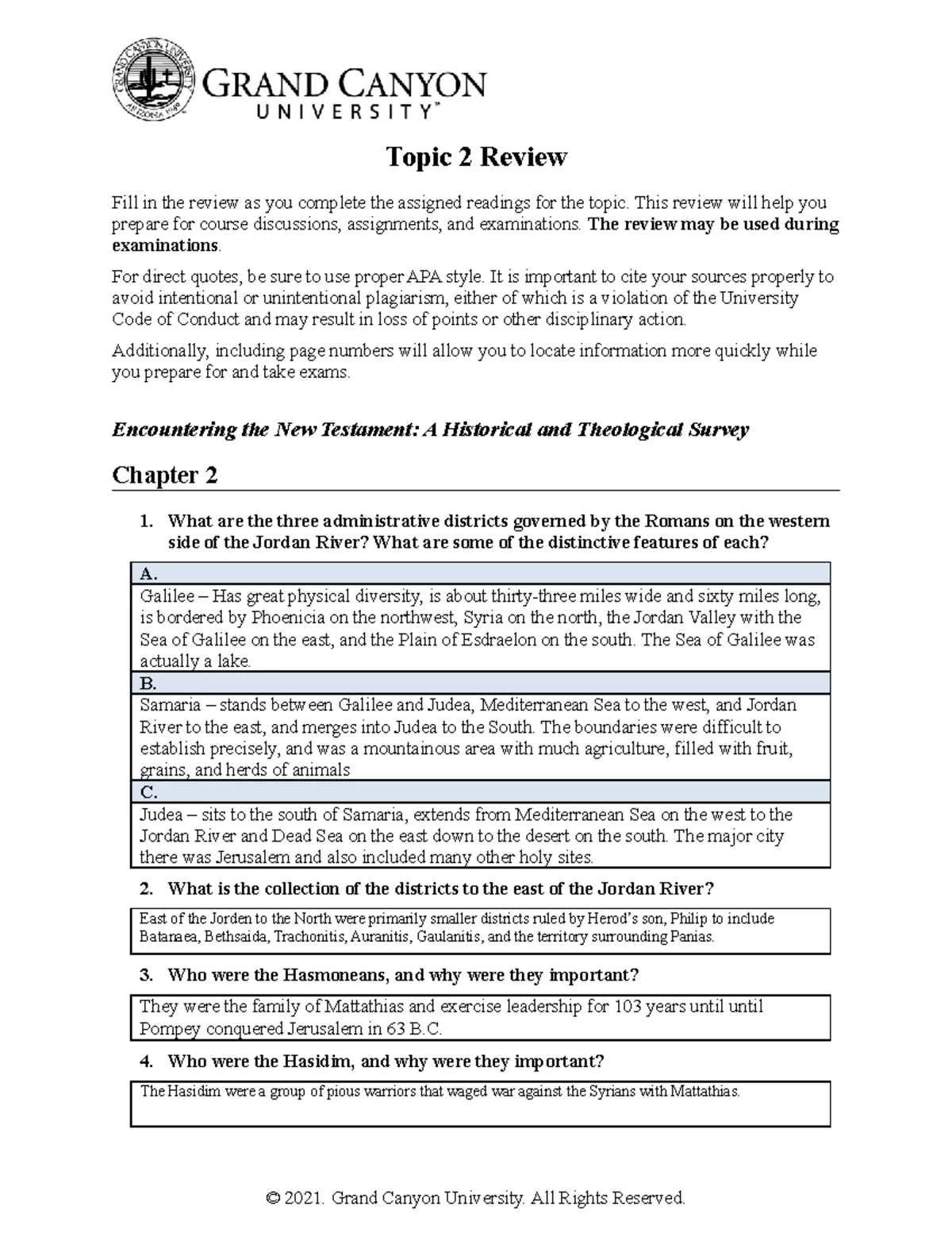 BIB-107 Topic 6 Review: Encountering the New Testament Insights - Studocu