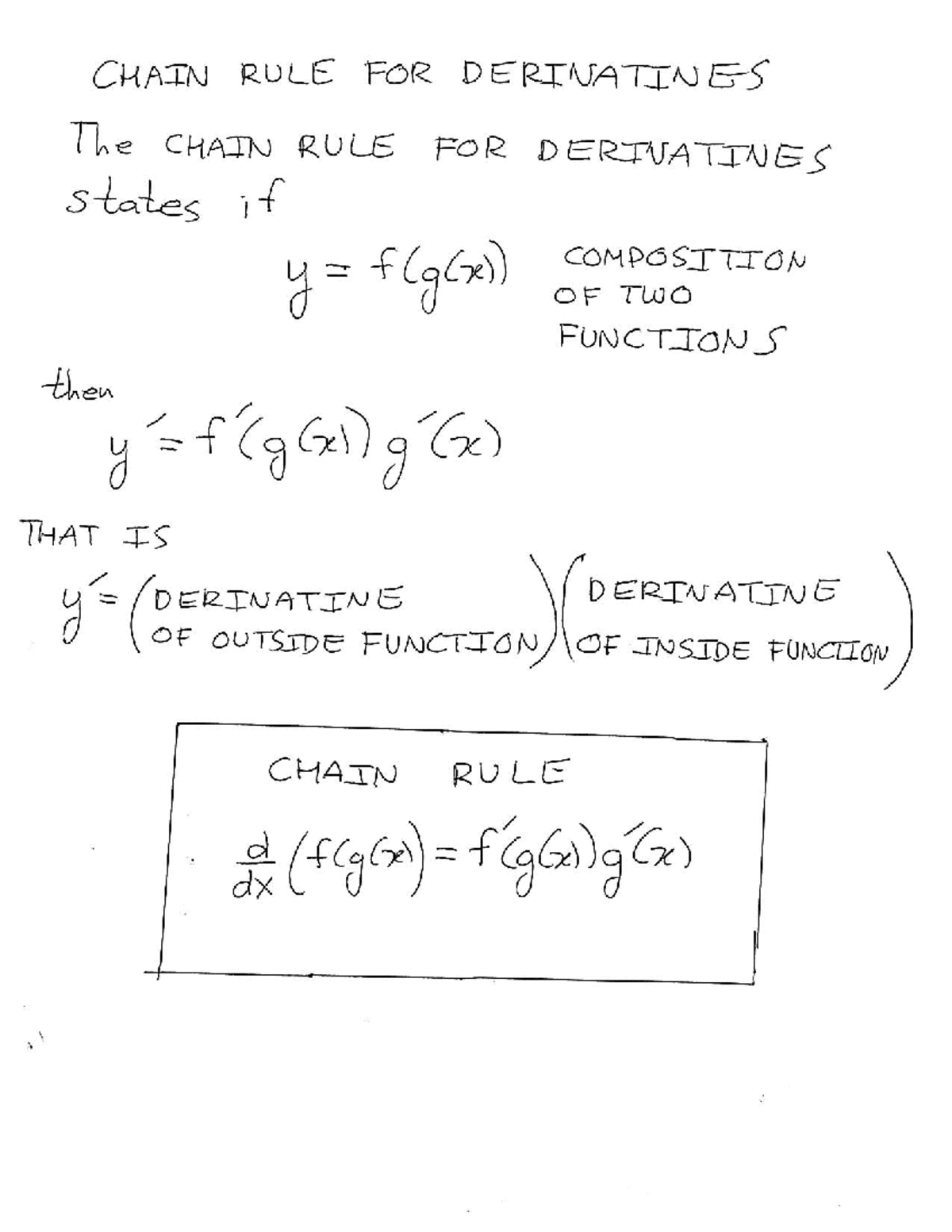 Math 1200 Final Exam Notes on Chain Rule and Derivatives - Studocu