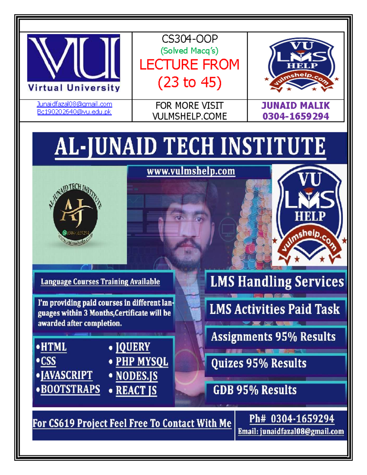 Cs304 Solved Mcqs Final Term Study Guide By Junaid Studocu
