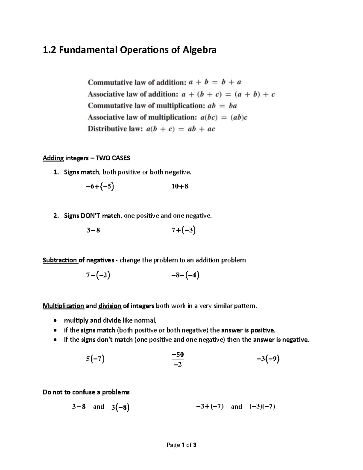 Algebra 101: Fundamental Operations & PEMDAS Guide - Studocu