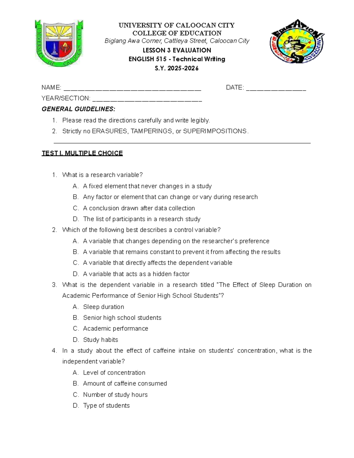 ENGLISH 515 Technical Writing Lesson 3 Evaluation - Studocu