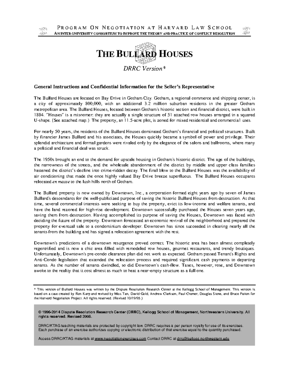 Negotiation Strategies for the Bullard Houses Case Study (DRRC) - Studocu