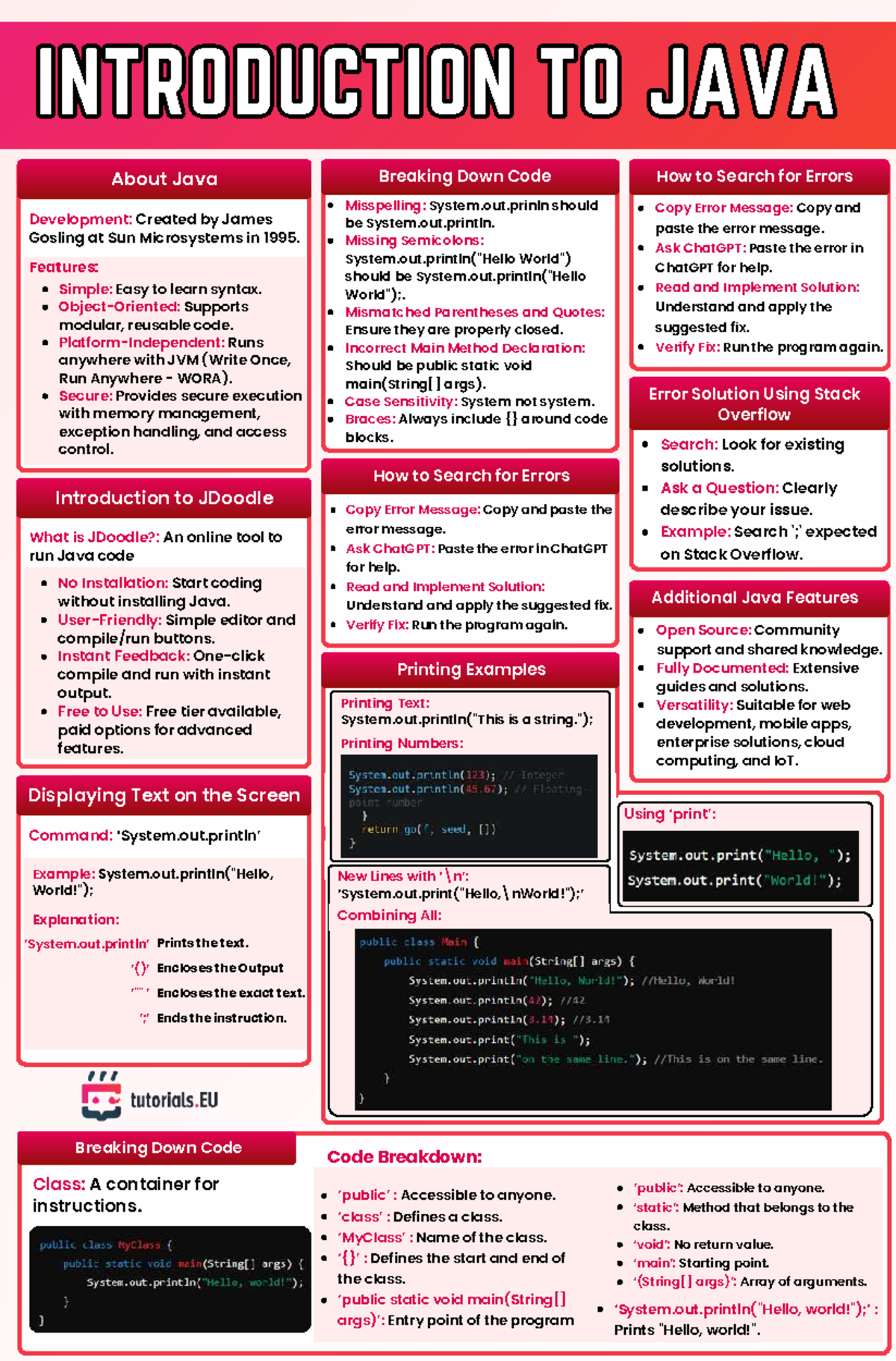 Introduction to Java: Key features and coding tips for beginners - Studocu