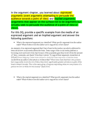 [Solved] In the argument chapter you learned about expressed arguments - English Composition II ...
