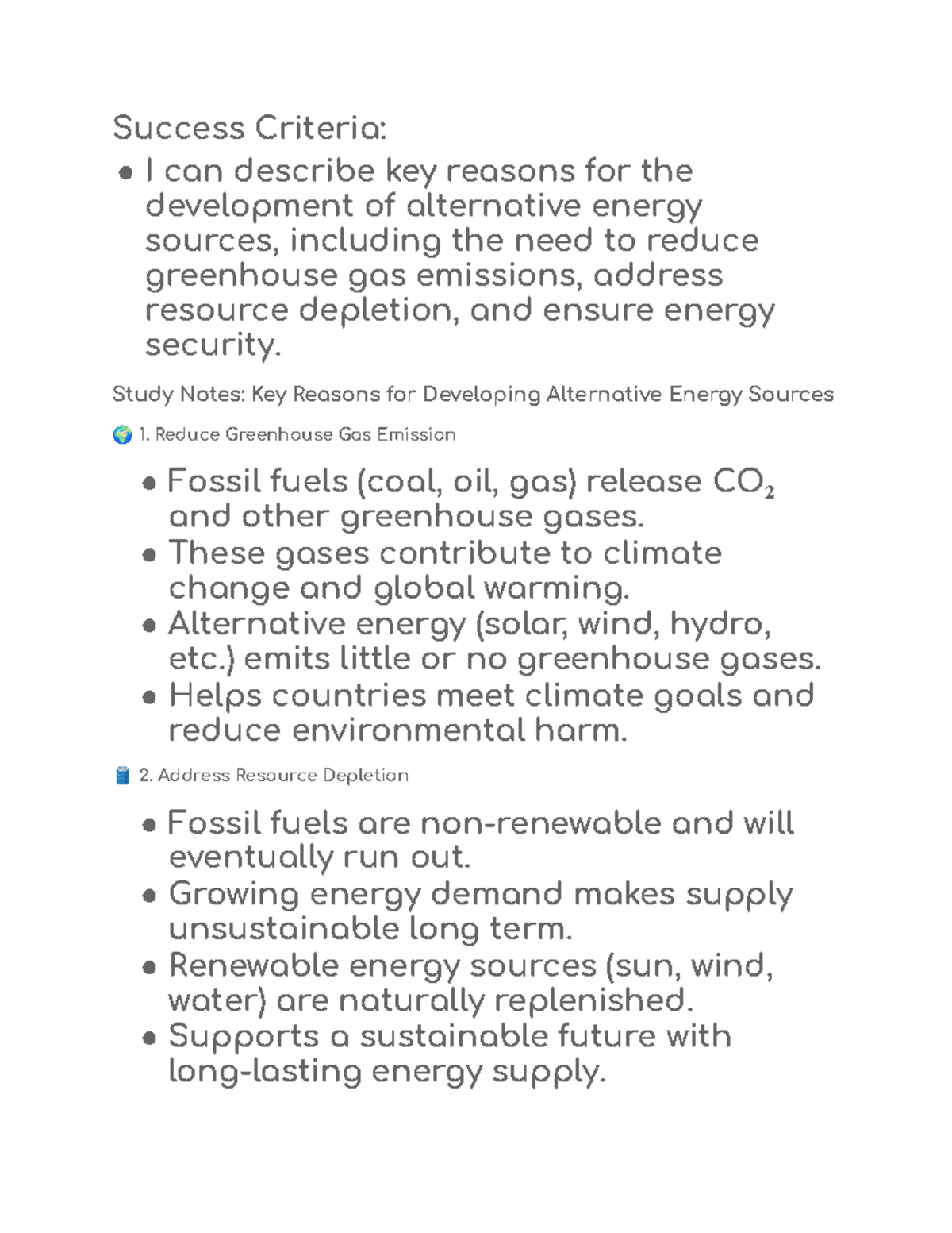 Study Notes: Key Reasons for Developing Alternative Energy Sources ...