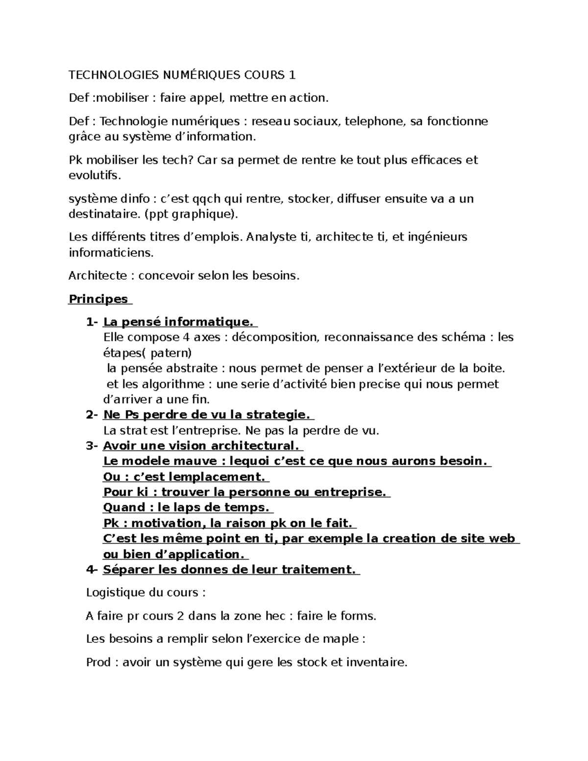 Technologies Numériques Cours 1 : Concepts et Principes Fondamentaux ...