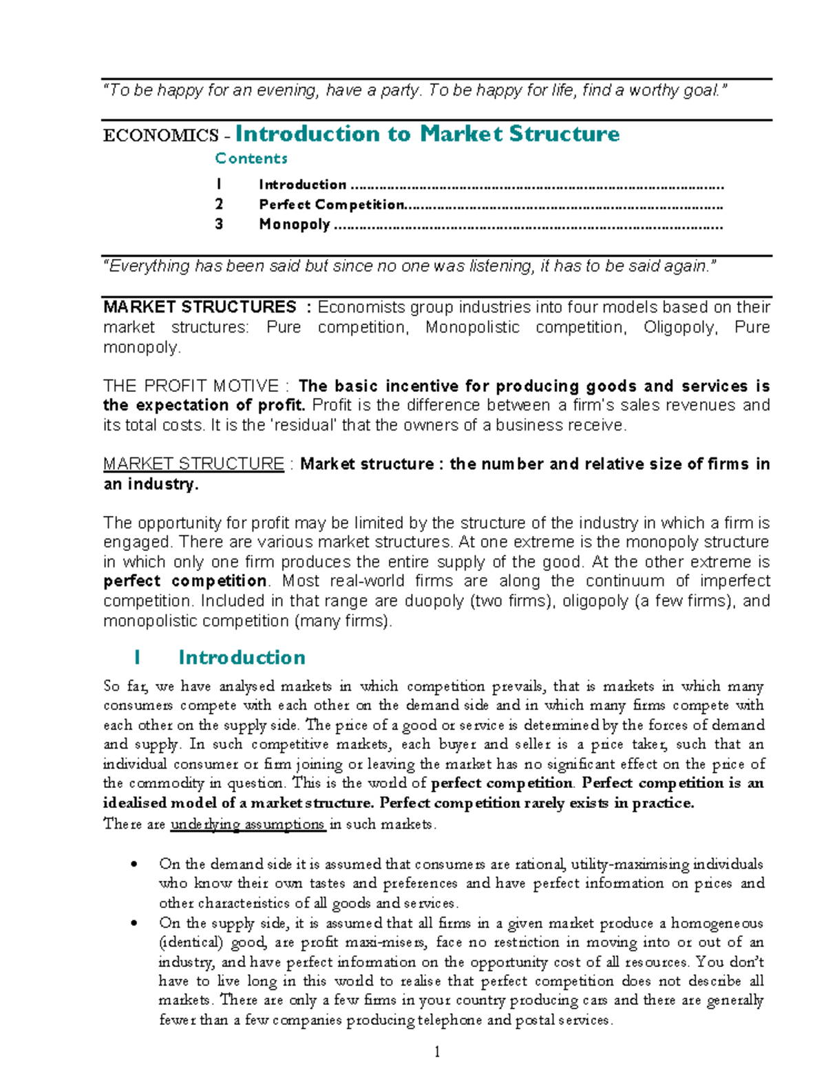 Market Structures: Analyzing Perfect Competition and Monopoly (ECO101 ...