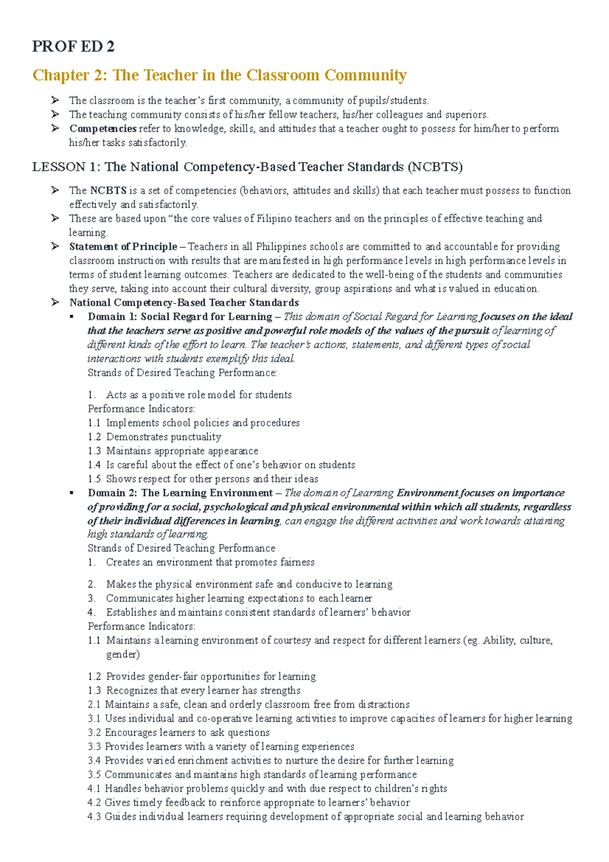 Reviewer - to help you - PROF ED 2 Chapter 2: The Teacher in the ...