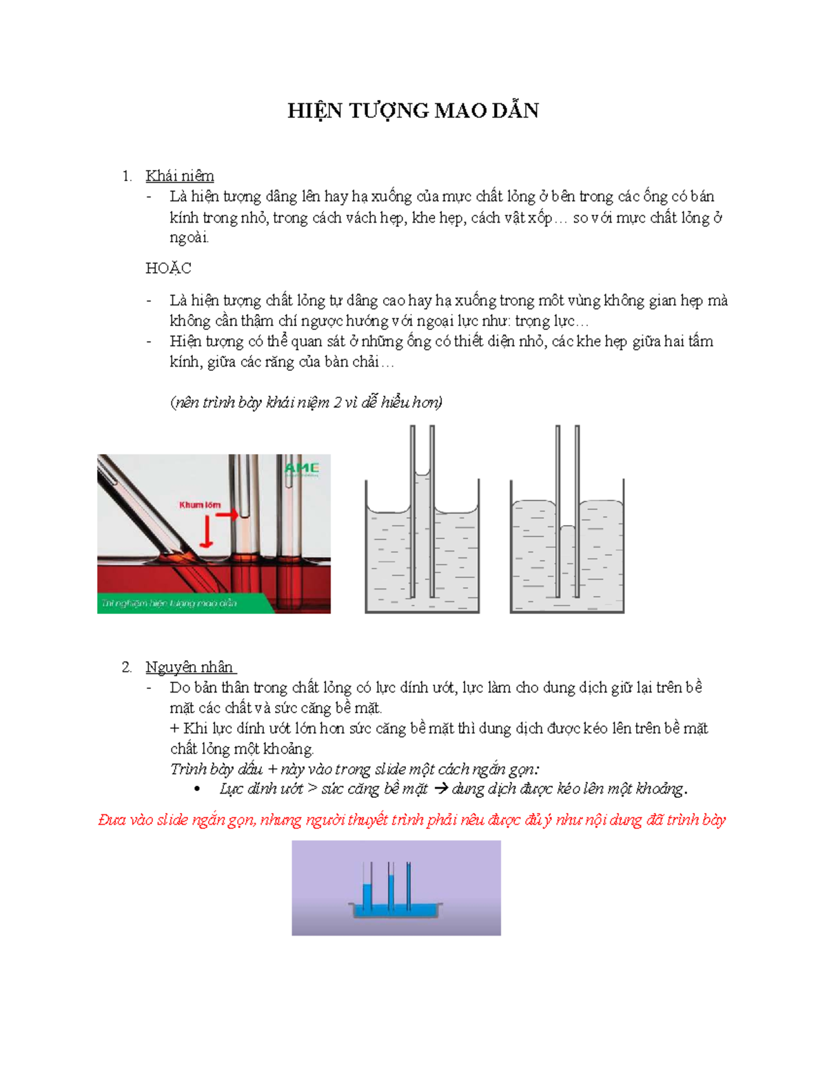 HIỆN TƯỢNG MAO DẪN - Tài liệu học tập chi tiết - Studocu