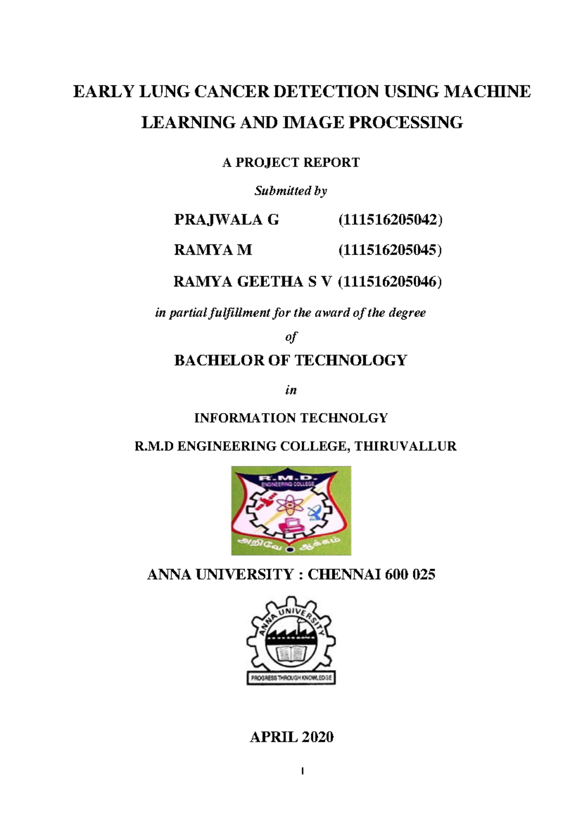 Project Report - Early Lung Cancer Detection via ML & Image Processing ...