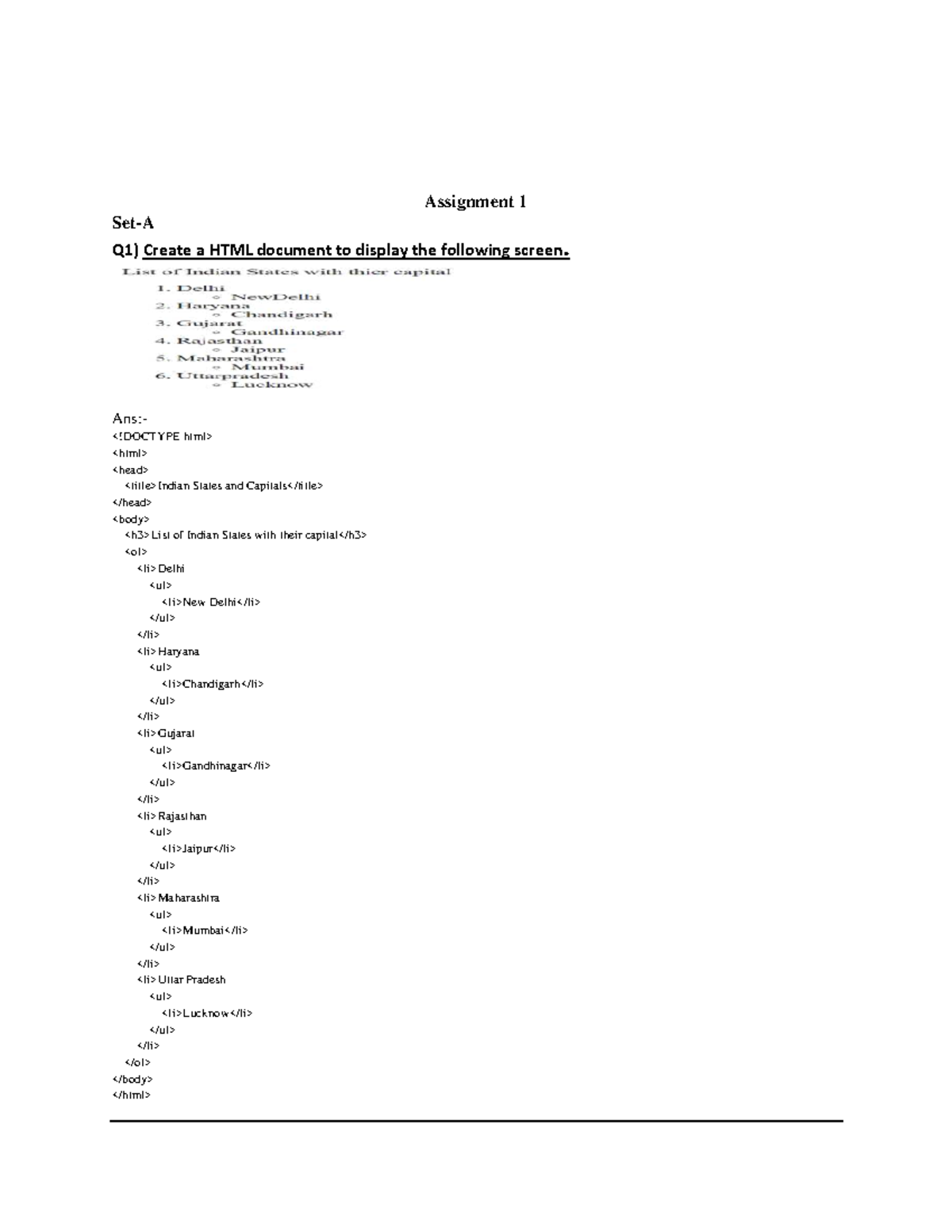 Web Assig-1: HTML & CSS Design Assignment Q1 & Q2 - Studocu