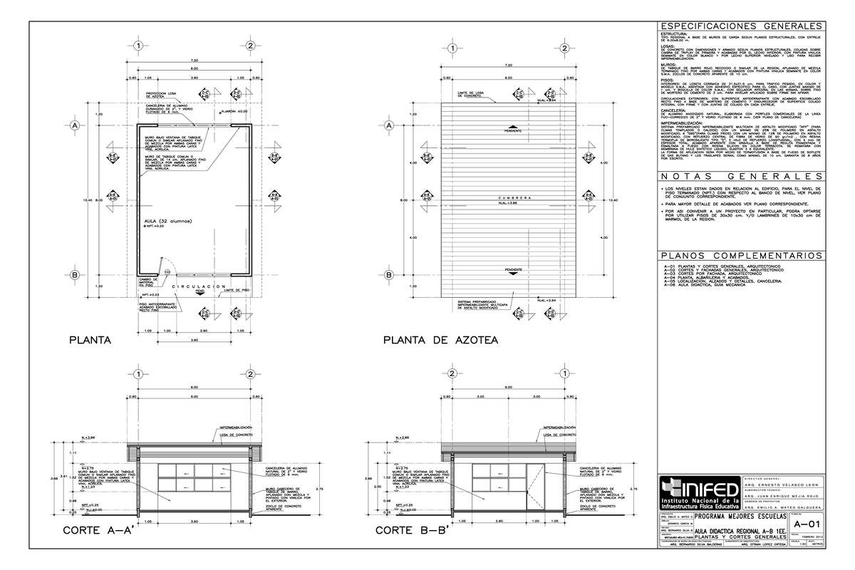 A-01 Plantas Y Cortes - PLANO INIFED - ESPECIFICACIONES GENERALES ...