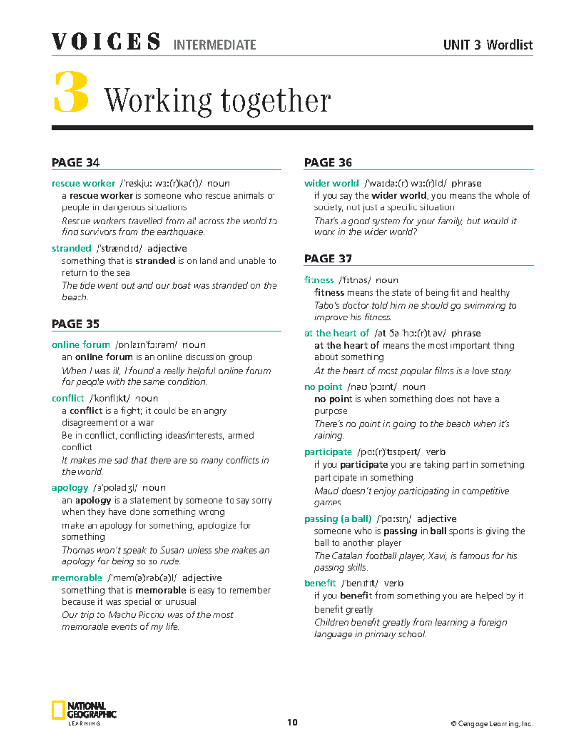 INTERMEDIATE UNIT 3 & 4 Wordlist Final Test Notes - Studocu