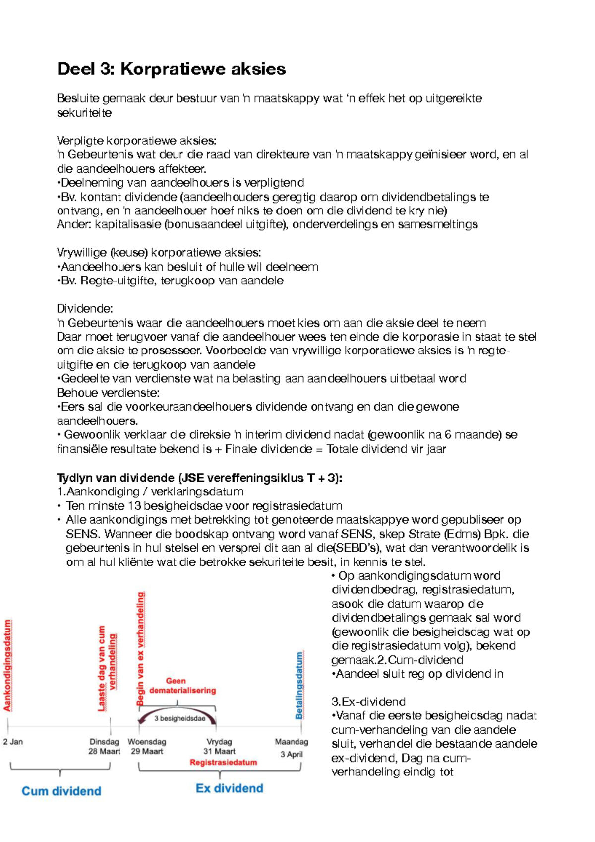Besluite oor Korporatiewe Aksies en Dividende: 'n Oorsig (Busman A2S2 ...