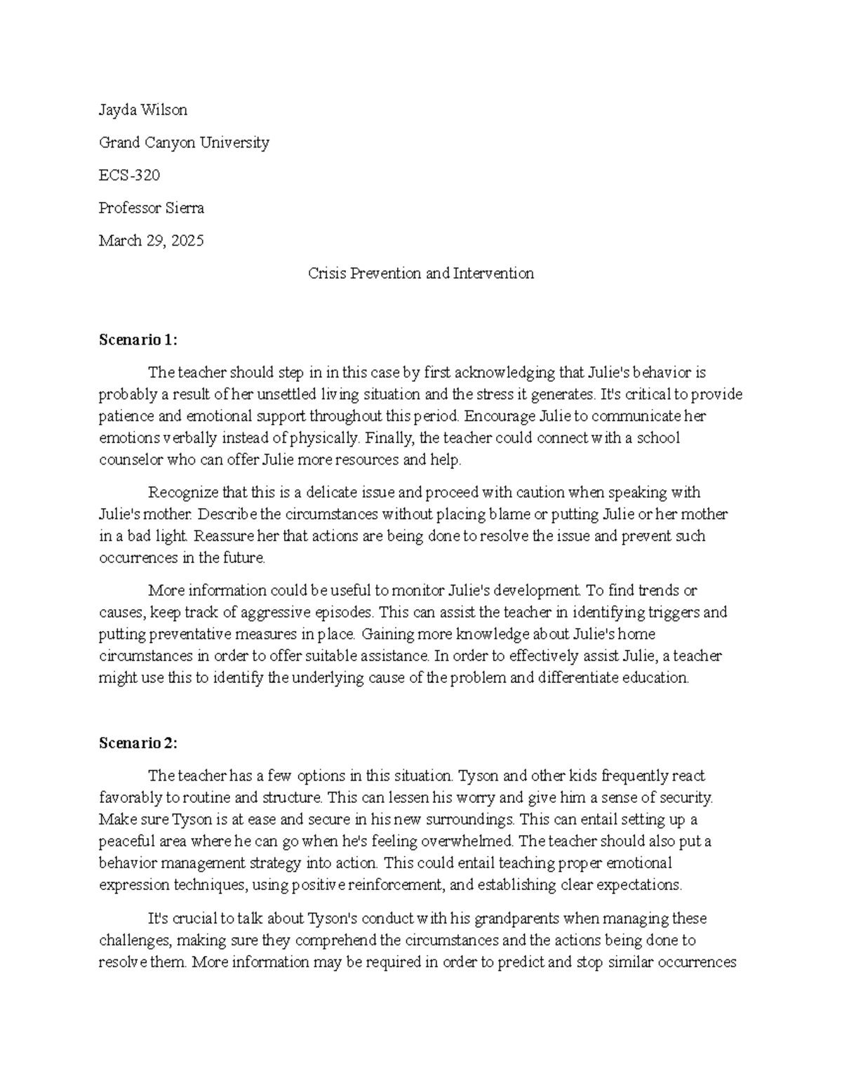 Crisis intervention and prevemtion - Jayda Wilson Grand Canyon ...